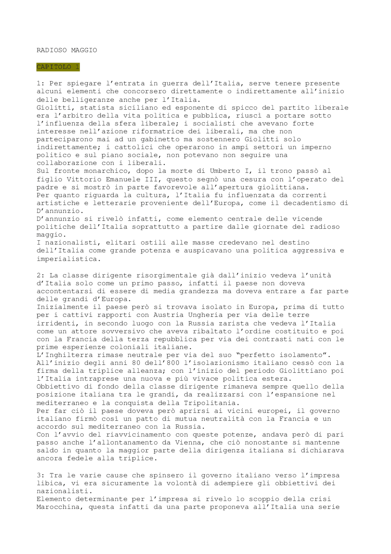 Radioso Maggio Avarsori Docsity