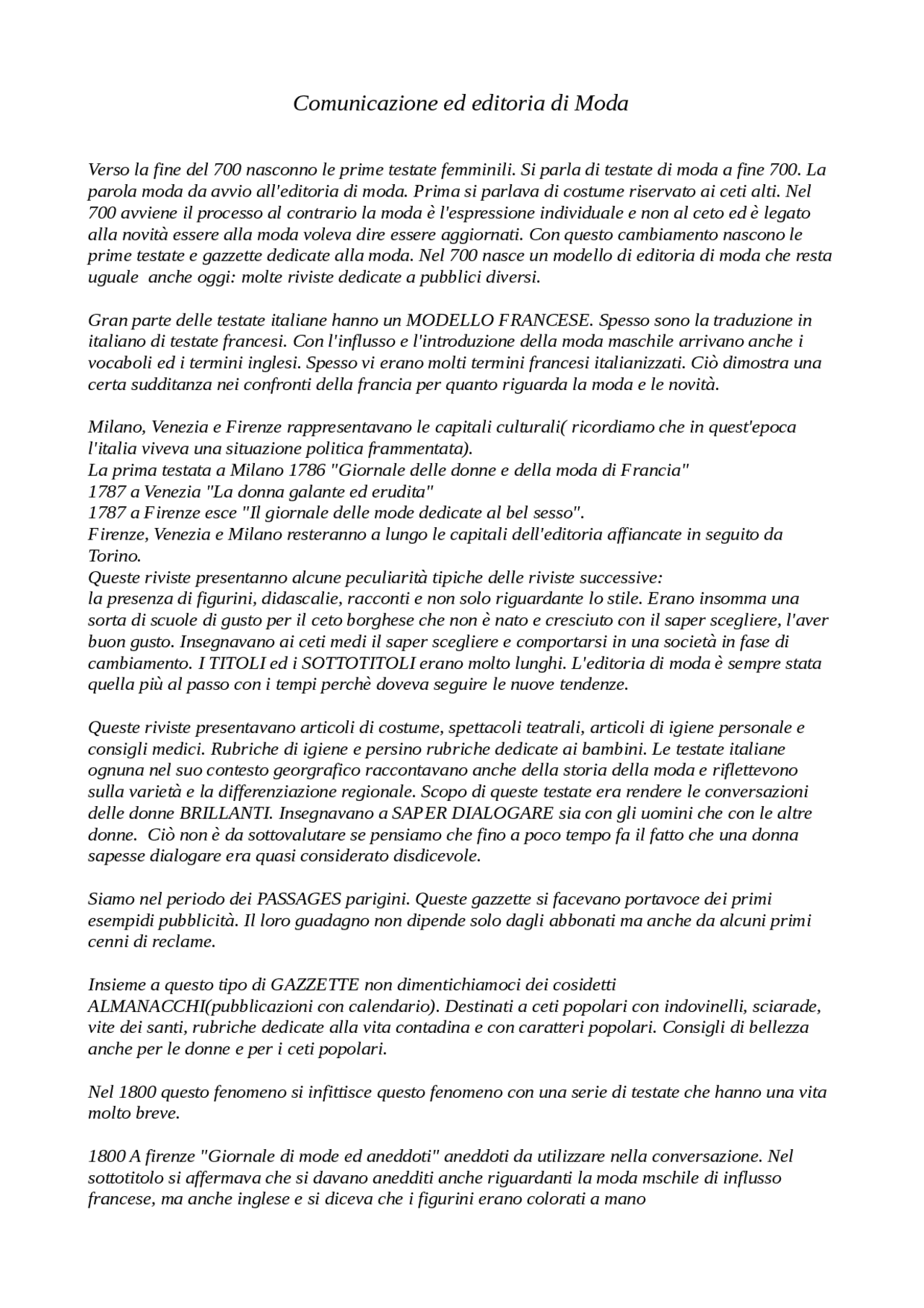 Comunicazione Ed Editoria Di Moda Docsity