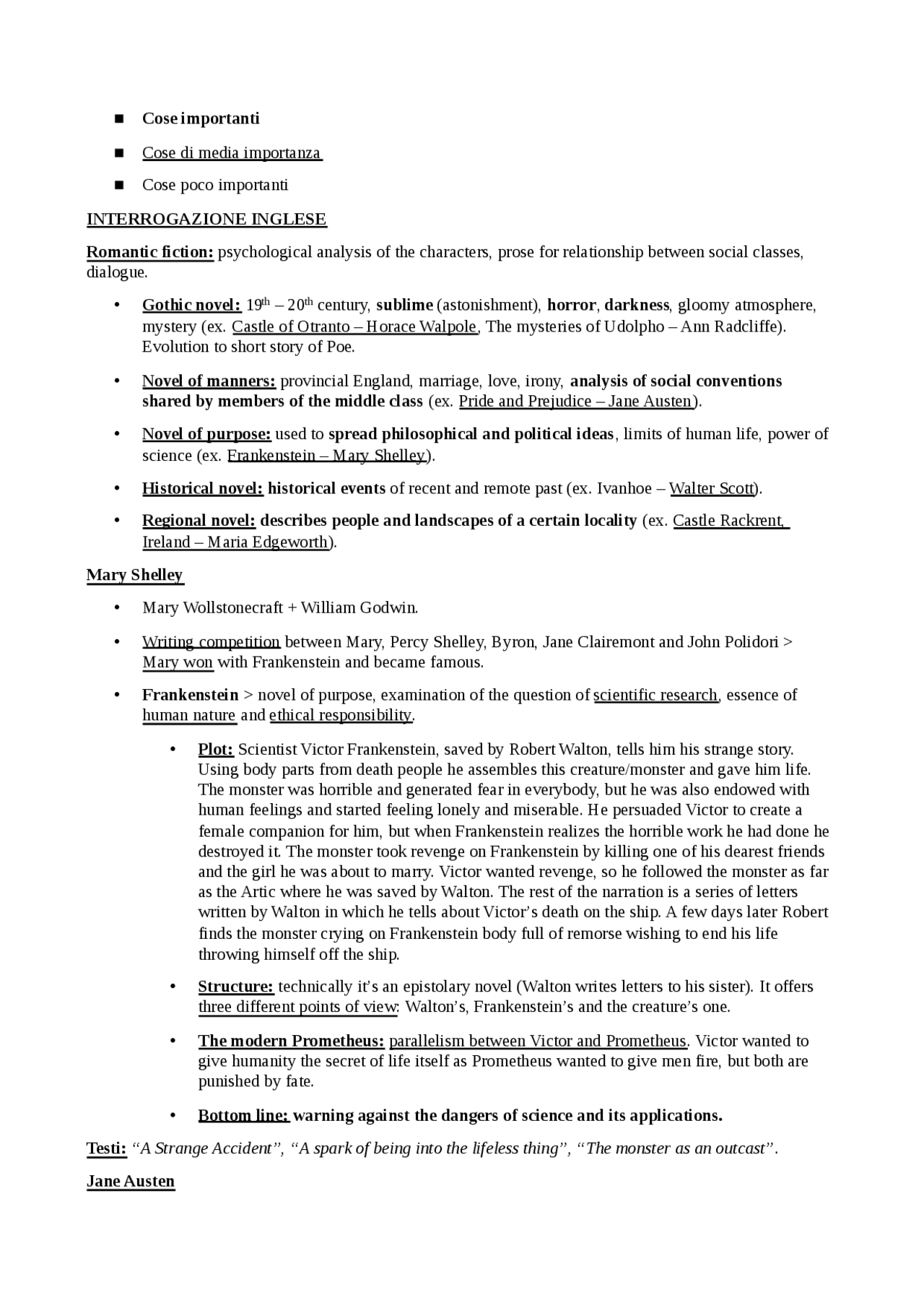 Inglese Romantic Age Docsity
