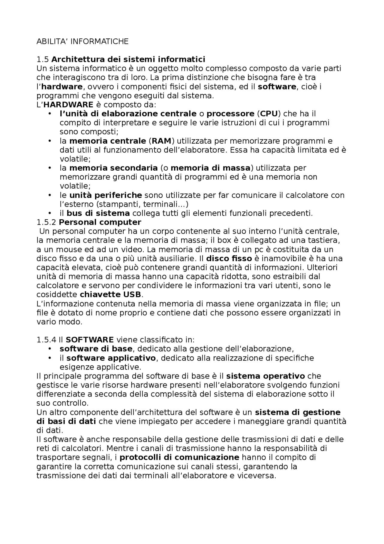 Abilità Informatiche Prof Cordasco Docsity
