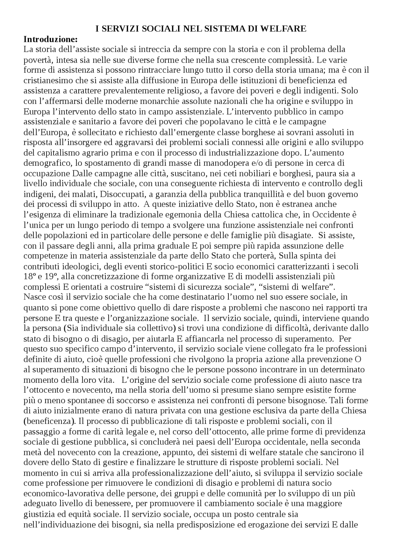 Introduzione Al Servizio Sociale Docsity