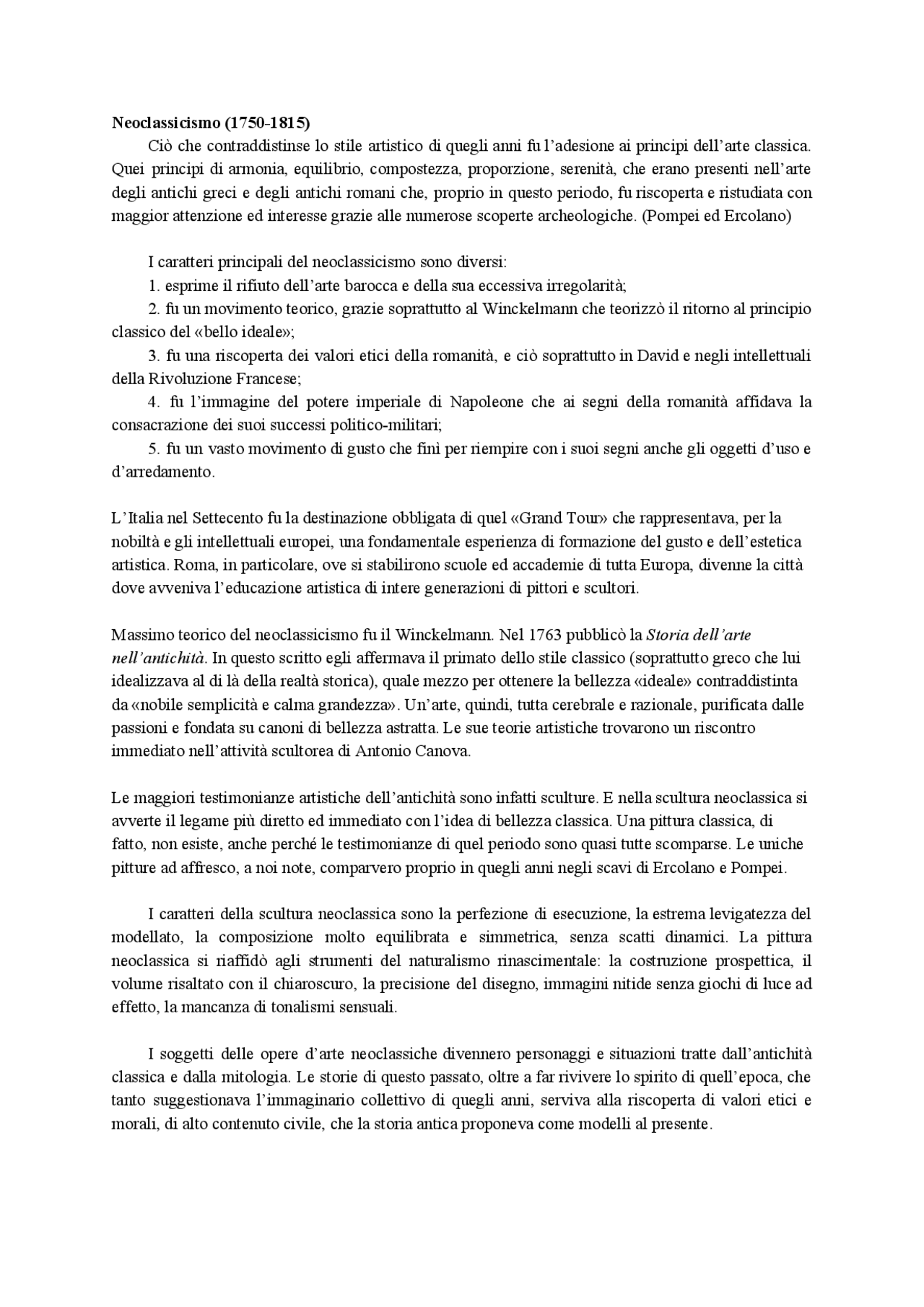 Arte Dal Neoclassicismo Al Postimpressionismo Docsity