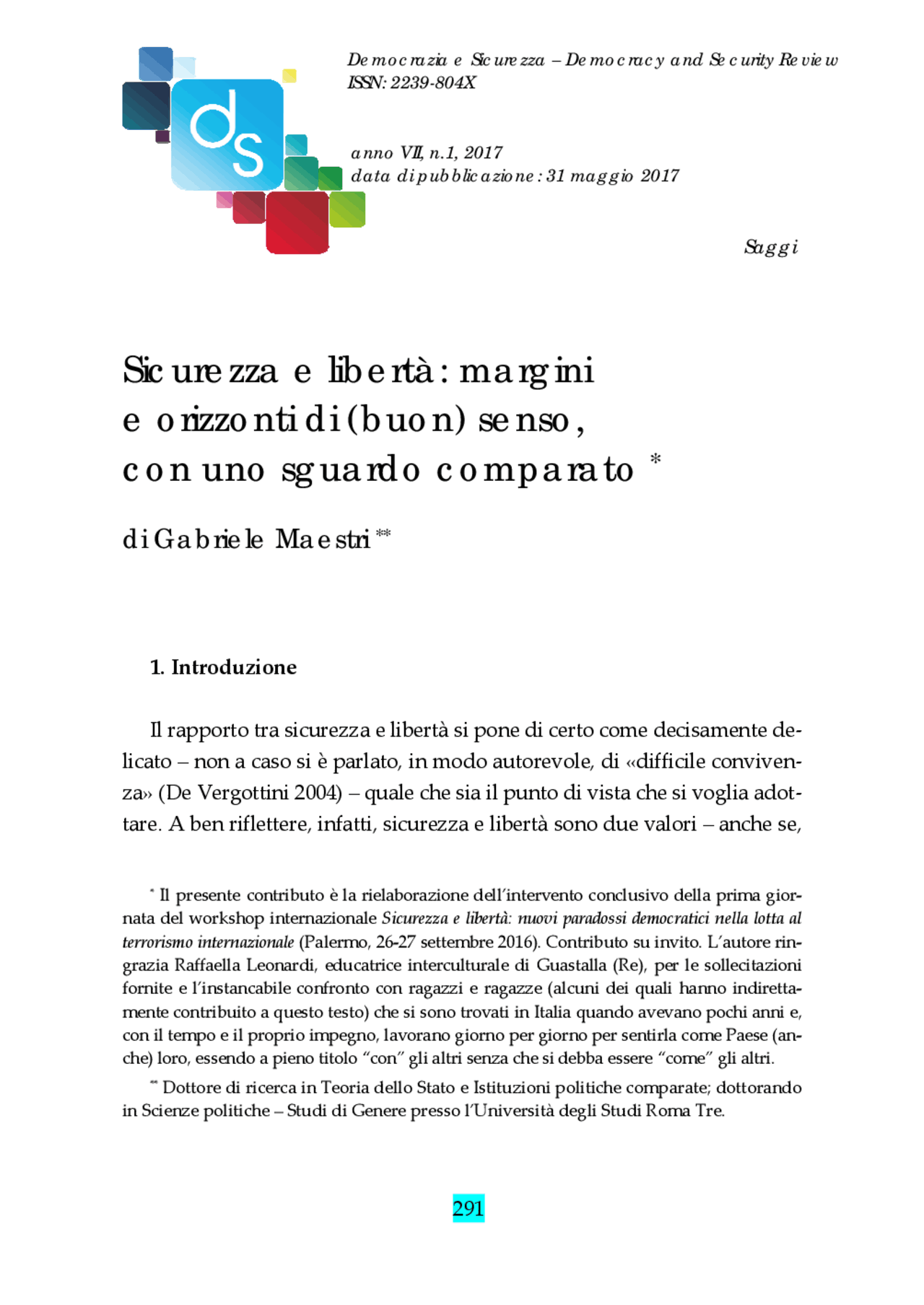 Sicurezza E Libertà Appunti E Riviste Appunti Di Diritto