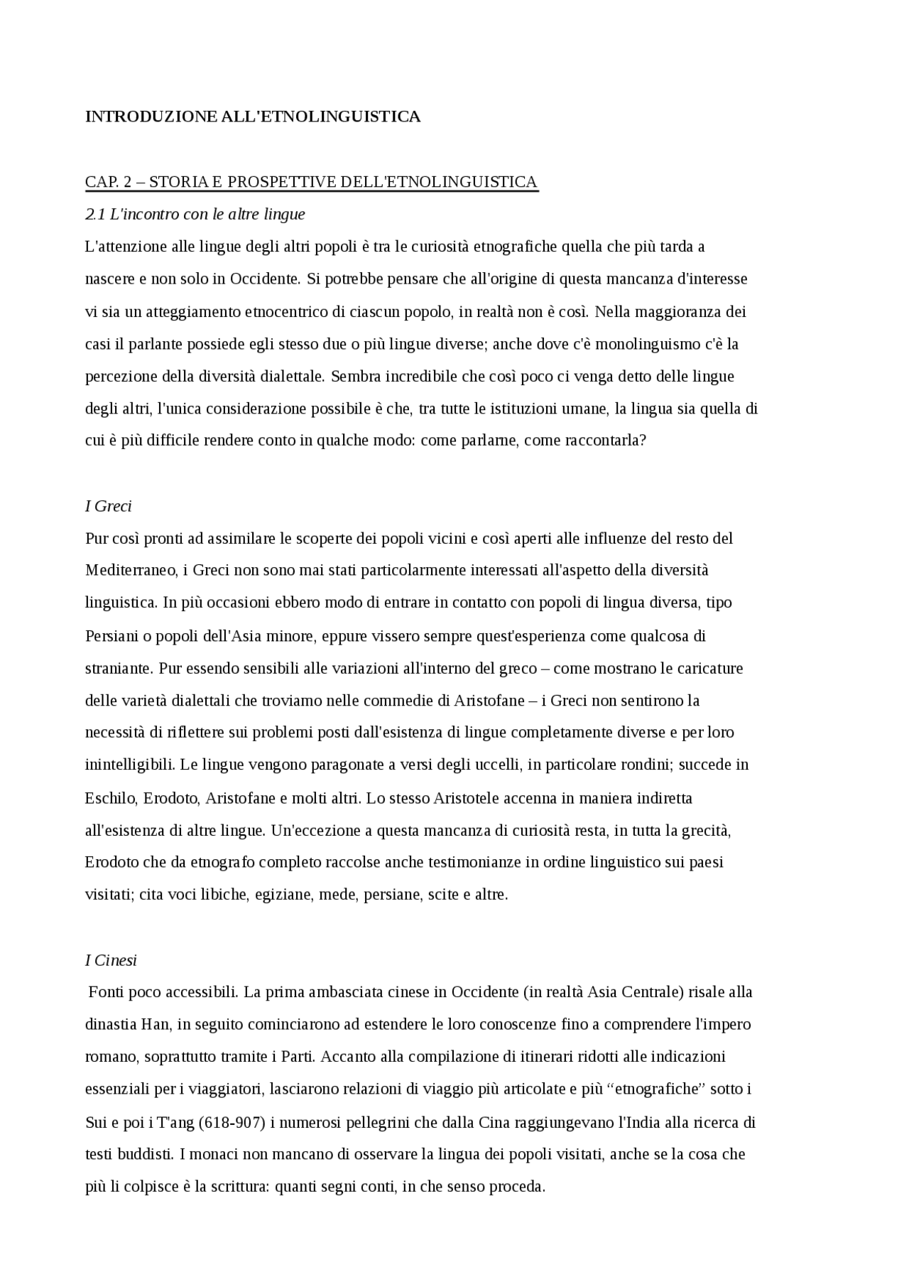 Introduzione Alletnolinguistica Riassunto Docsity