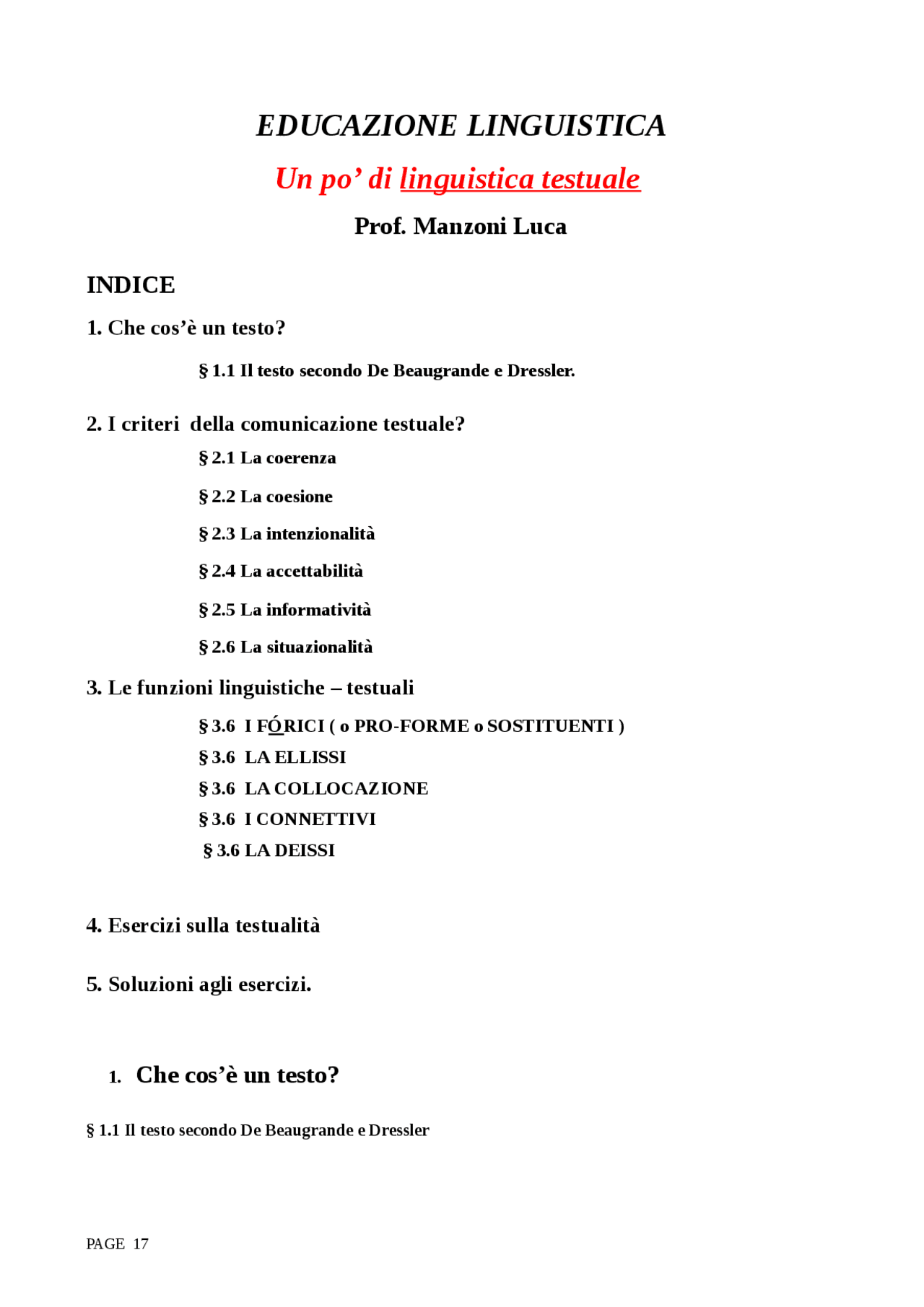 Teoria Linguistica Testuale Docsity