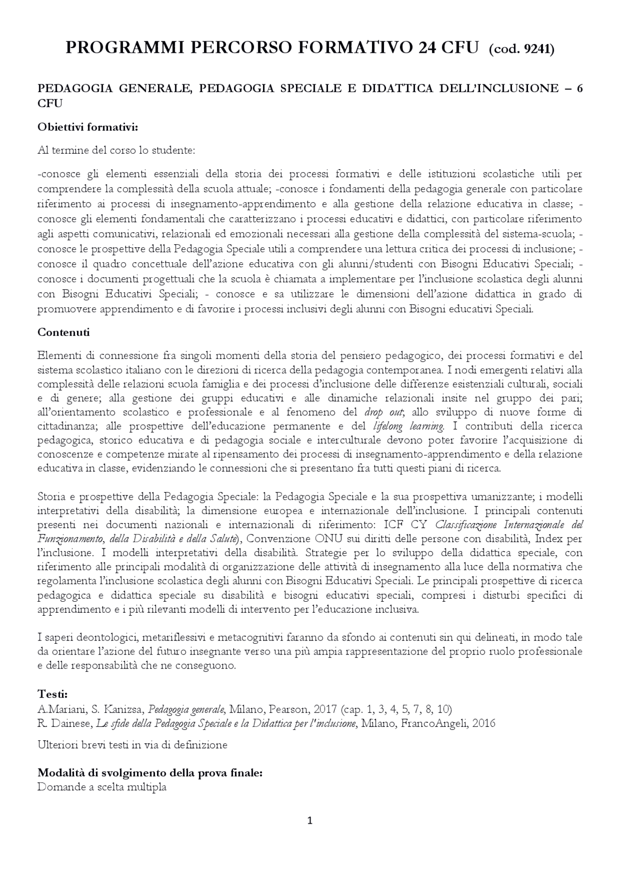 Percorso 24 Cfu Unibo Per Linsegnamento Docsity