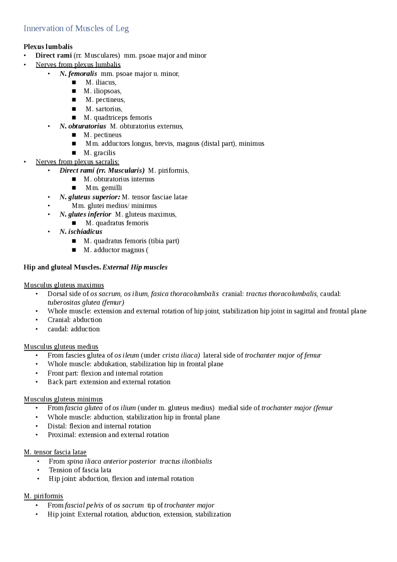 Anatomy Of The Lower Limb Docsity