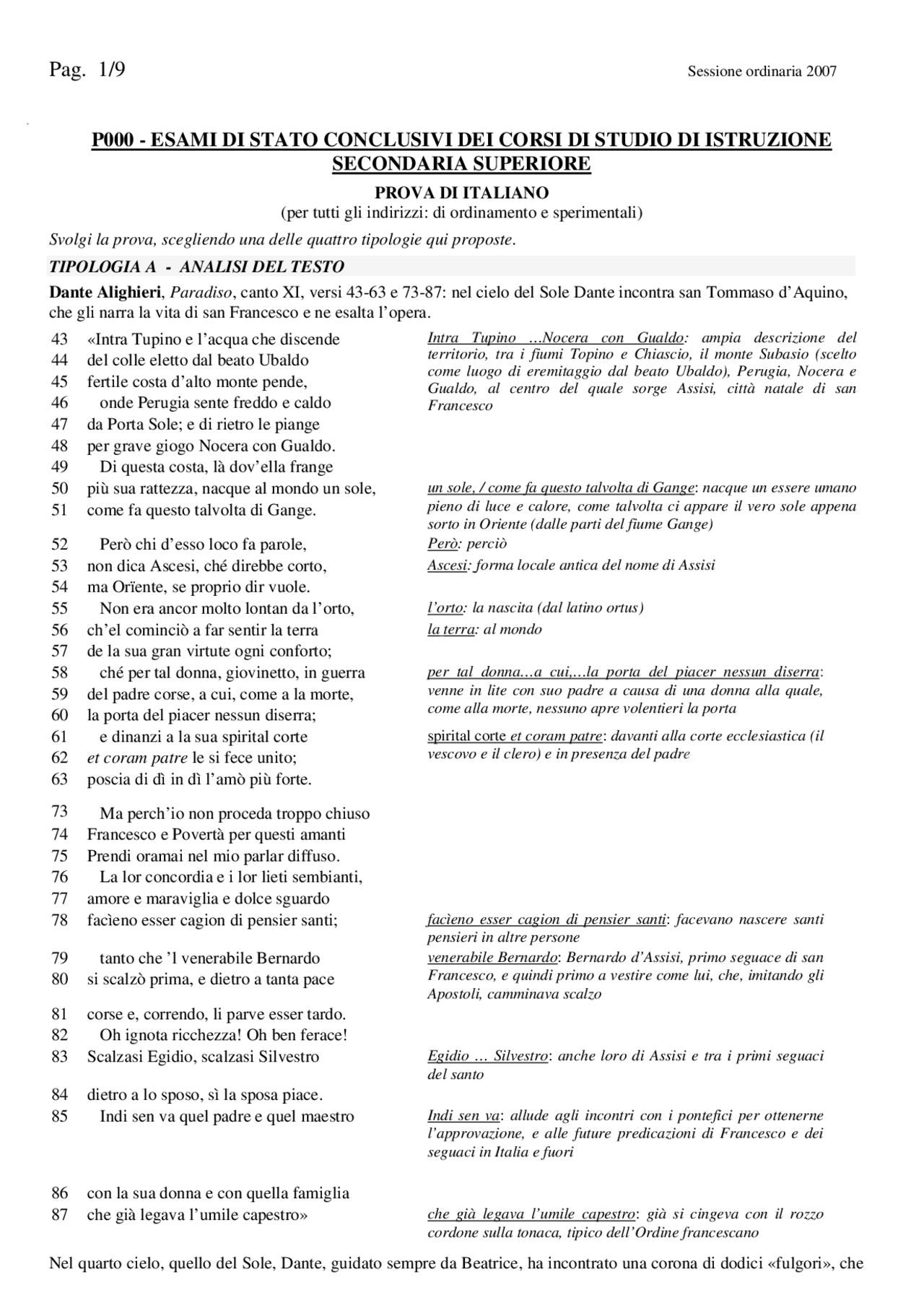Tracce Prima Prova Esame Di Stato 2007 Docsity