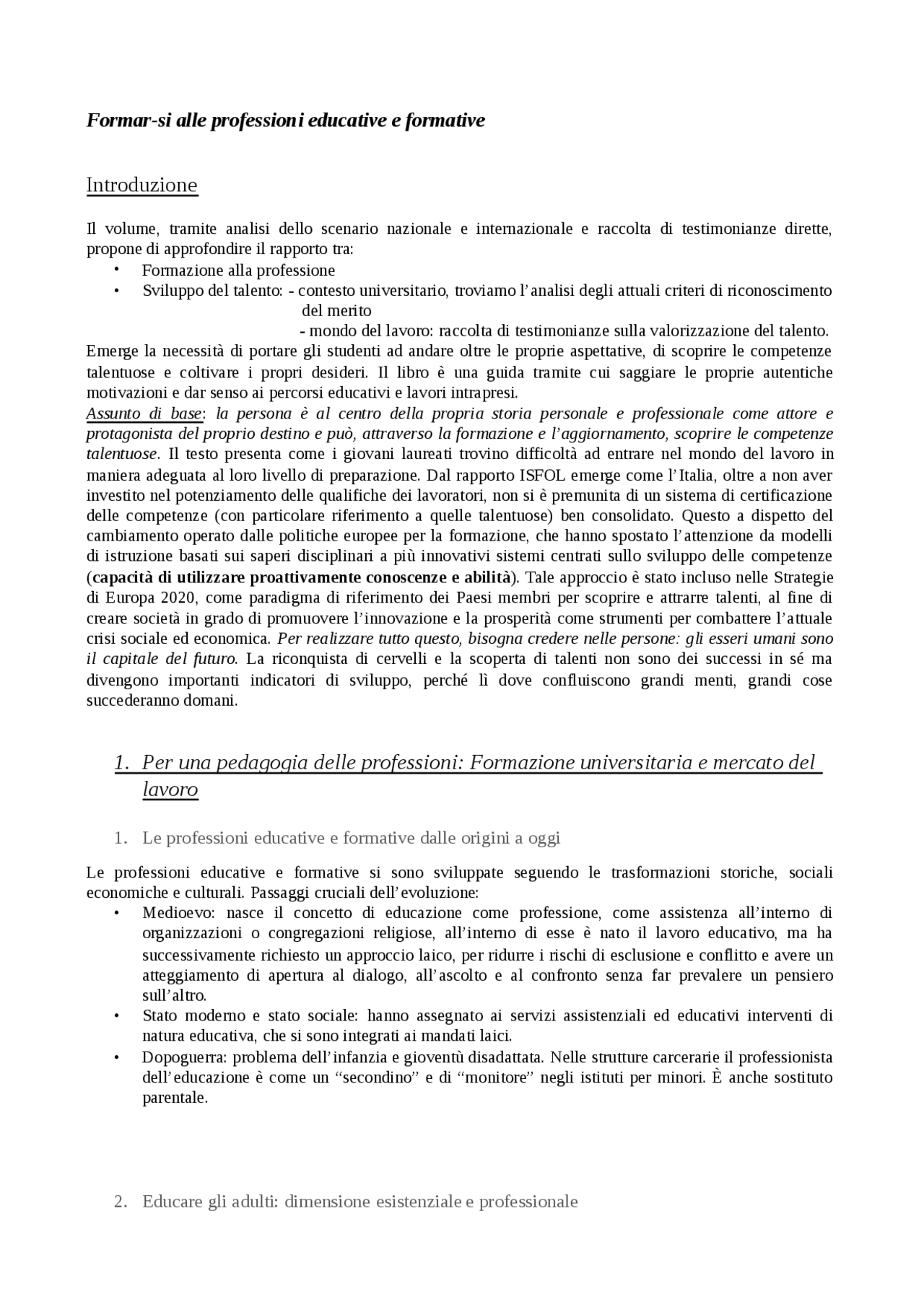 Formarsi Alle Professioni Educative E Formative Docsity