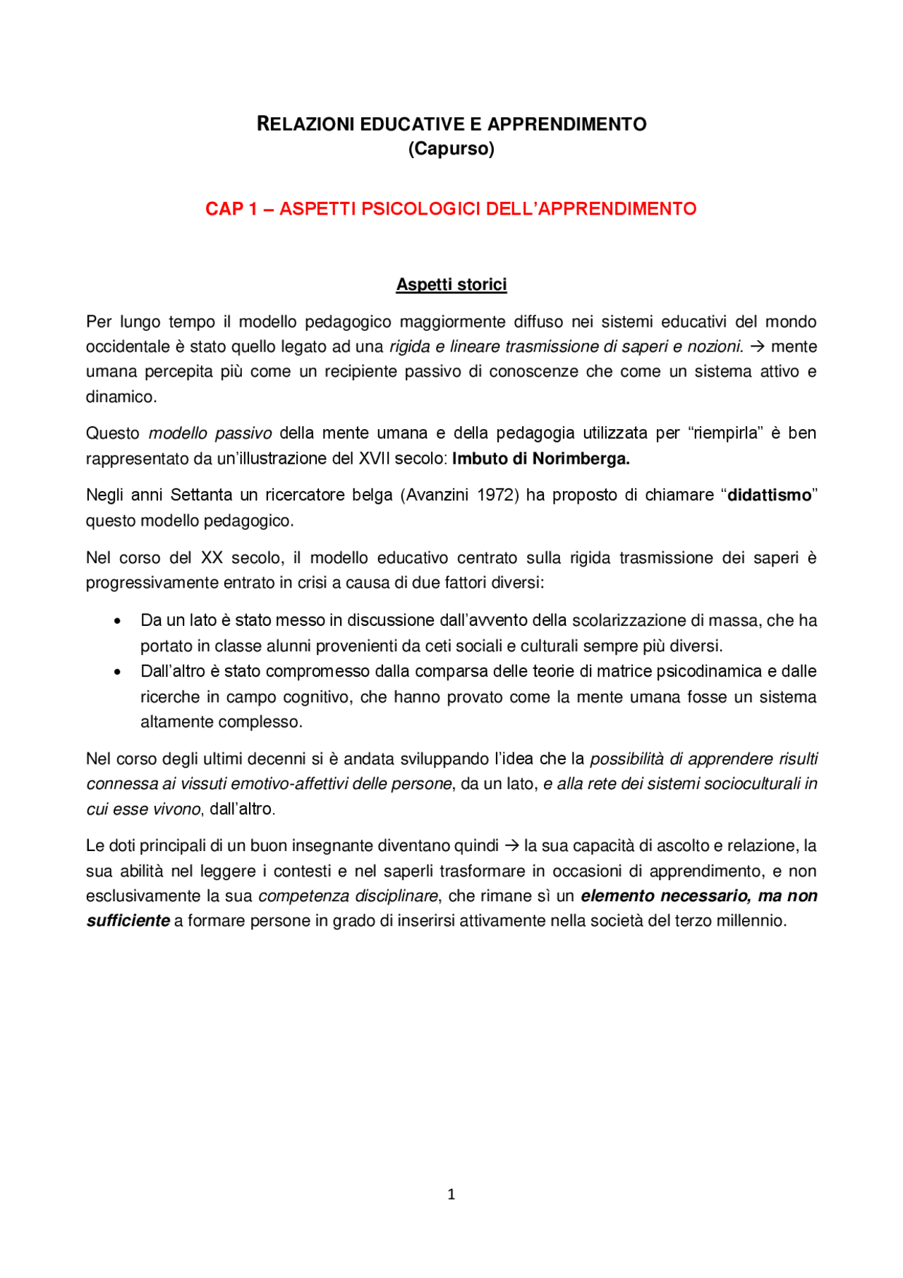 Relazioni Educative E Apprendimento Docsity