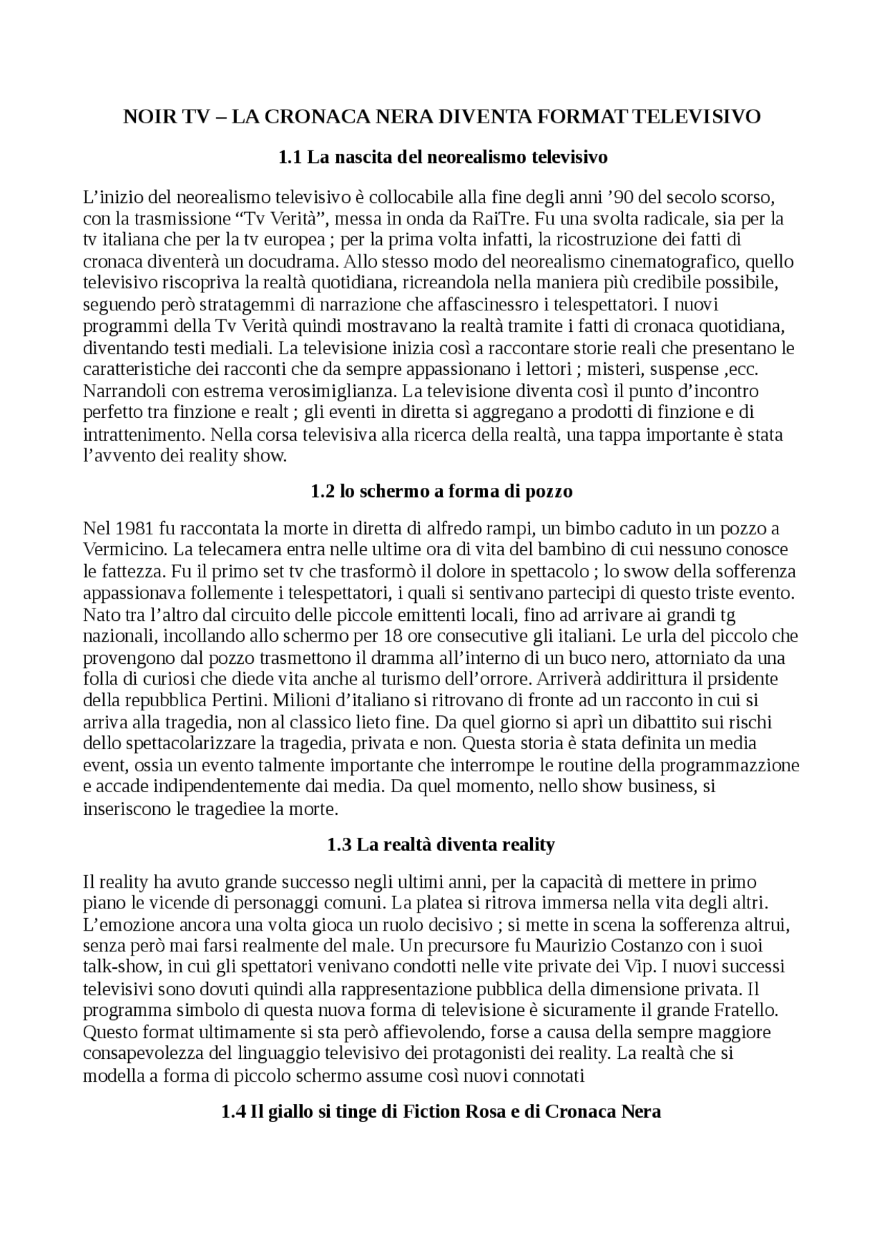 Sintesi Libro Noir Tv Docsity