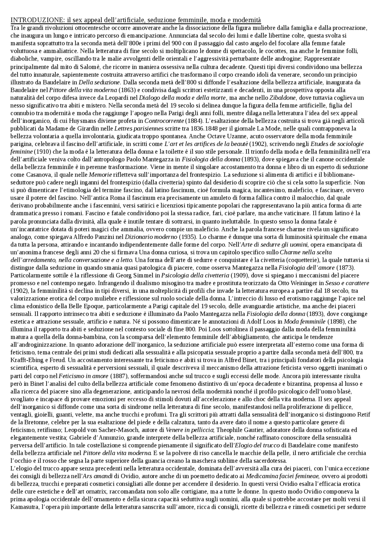 Artifici Del Piacere Docsity