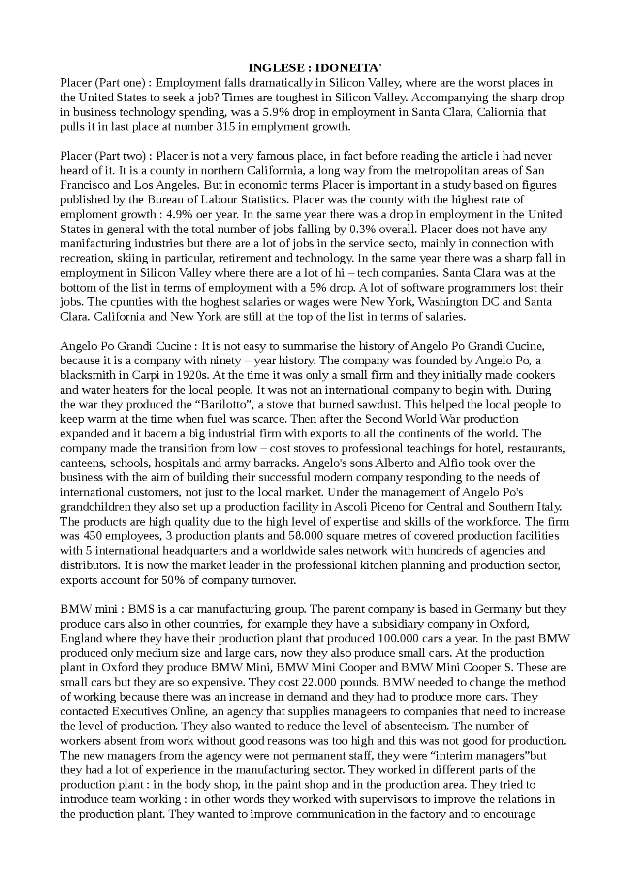Lingua Inglese Idoneità Appunti Di Lingua Inglese Docsity