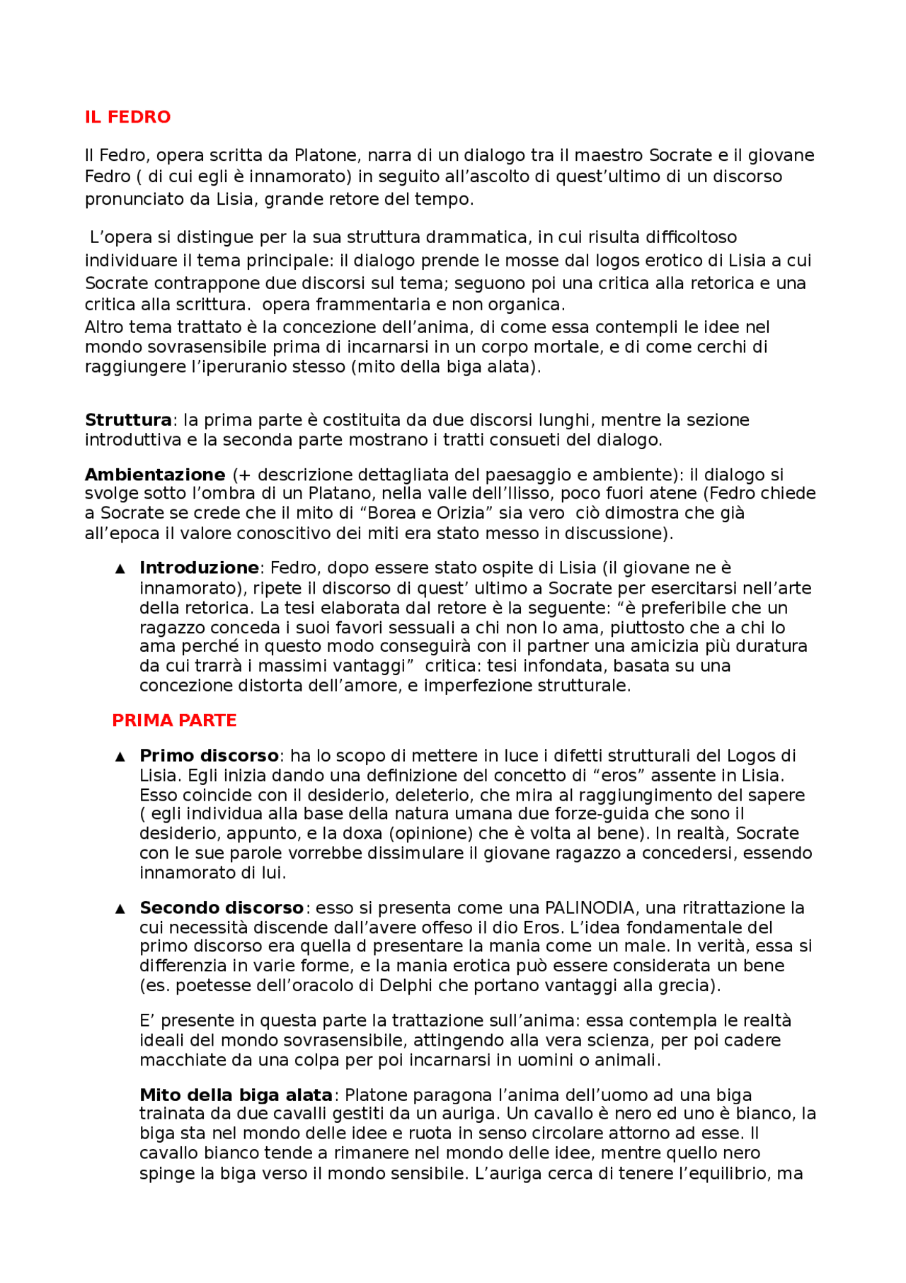 Il Fedro Platone Riassunto Docsity