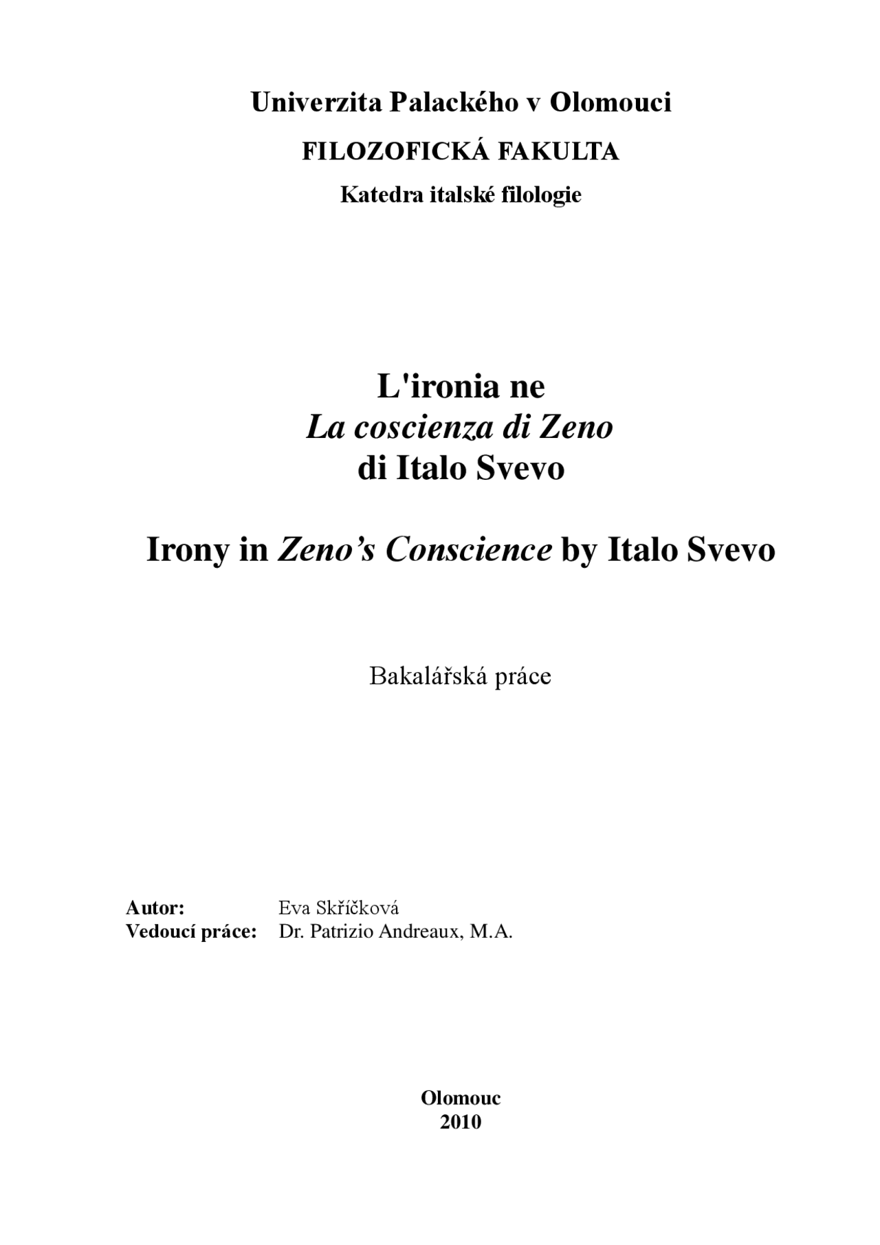 La Coscienza Di Zeno Docsity
