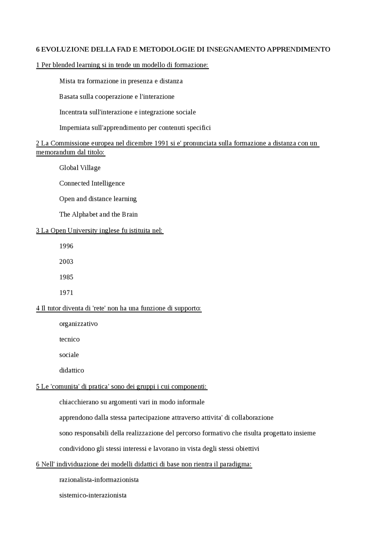 Tecnologie Dellistruzione E Dellapprendimento Singolo 06 Cfu Docsity