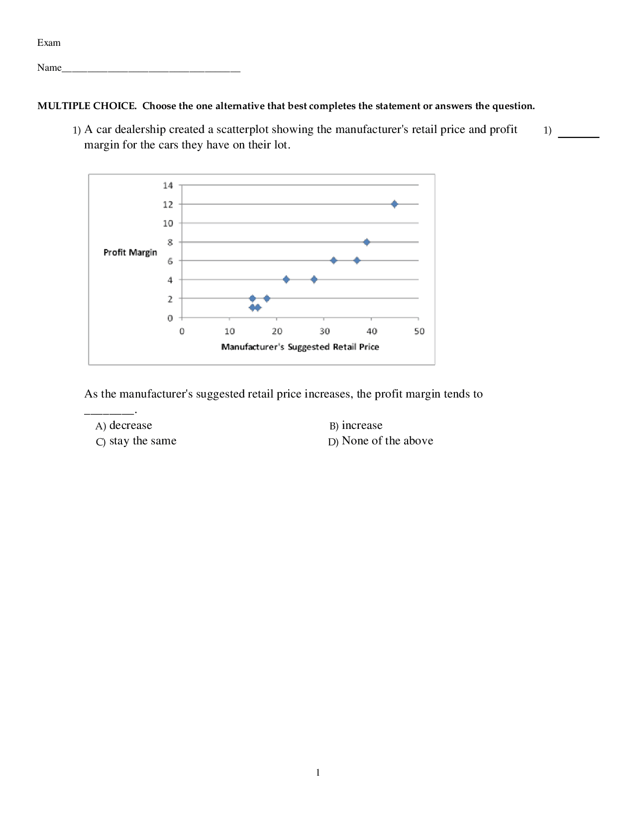 Questions For Practice Quiz 2 Business Analytics I Bus 210 Docsity