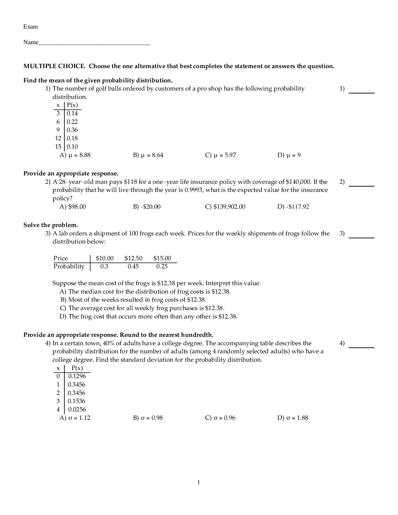 Business Analytics I Homework 10 Solutions Bus 210 Docsity