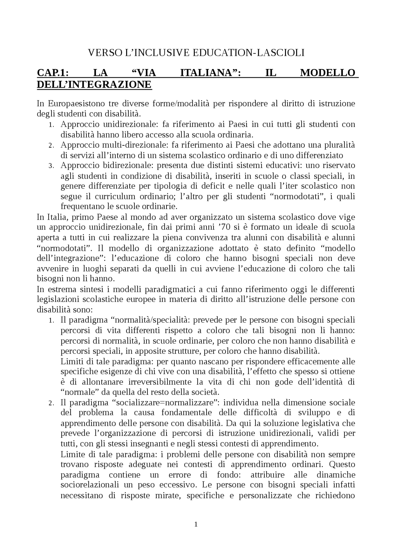 Verso Linclusive Education Docsity