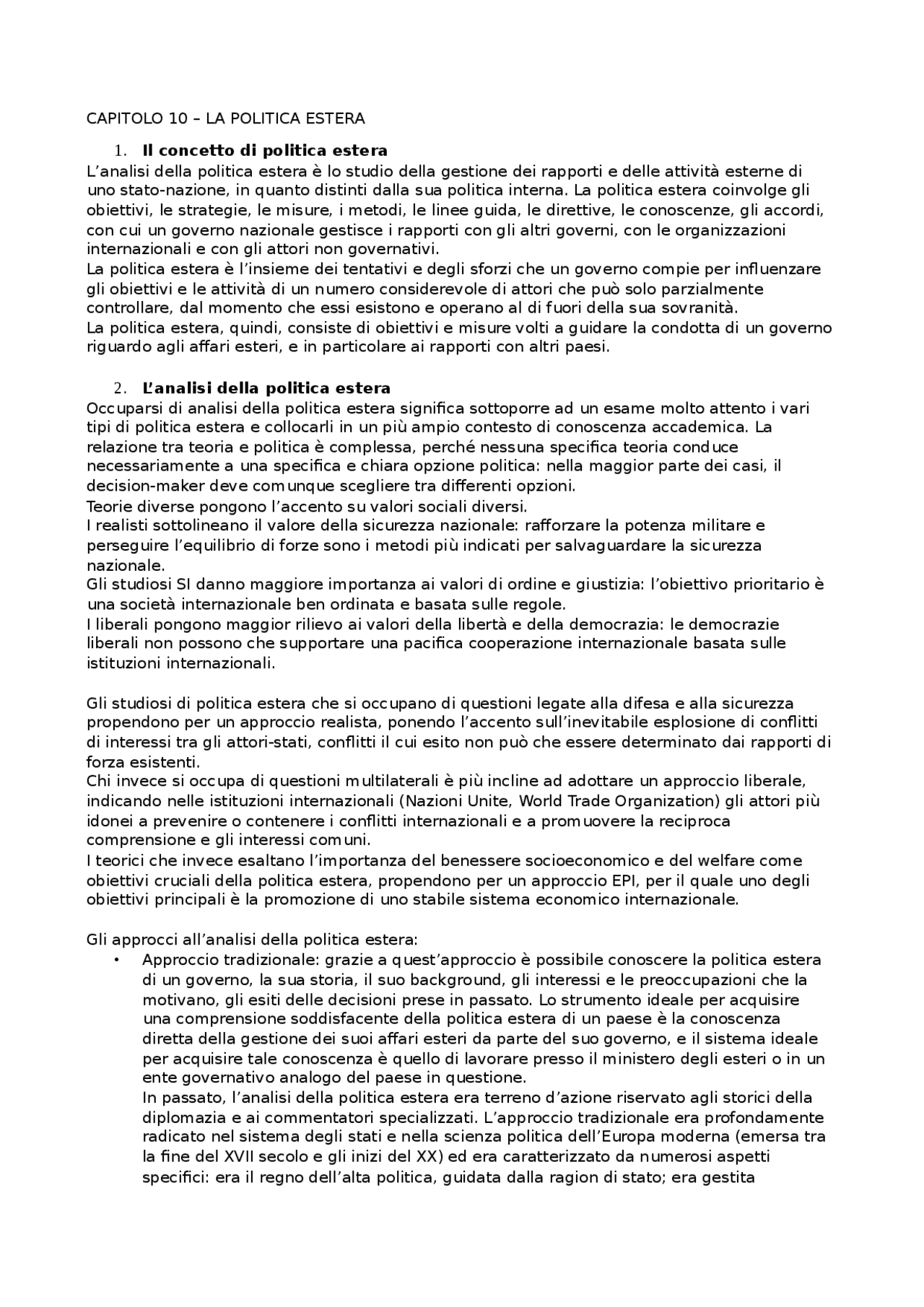 Relazioni Internazionali Docsity