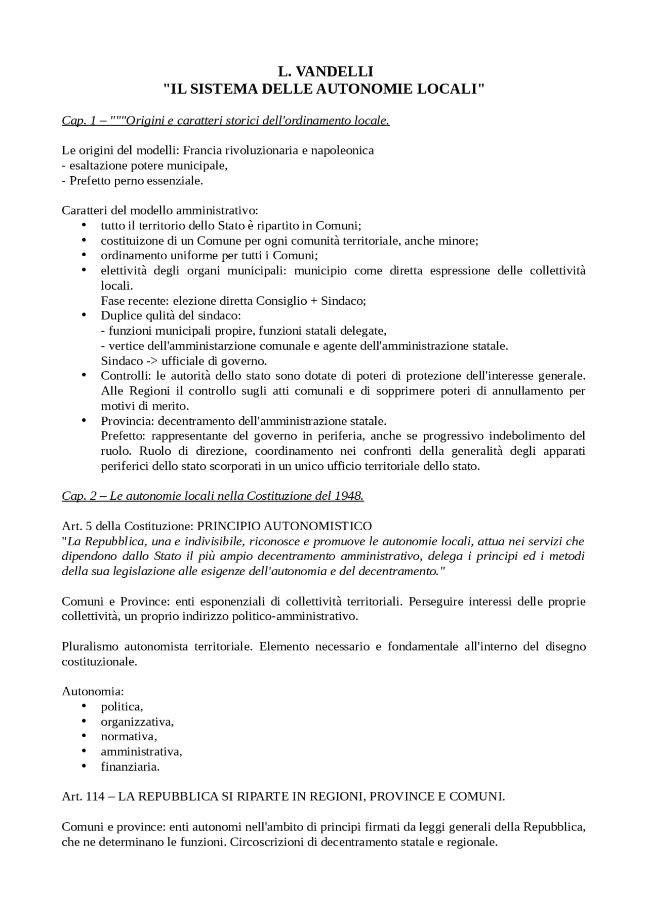 Diritto Degli Enti Locali Docsity