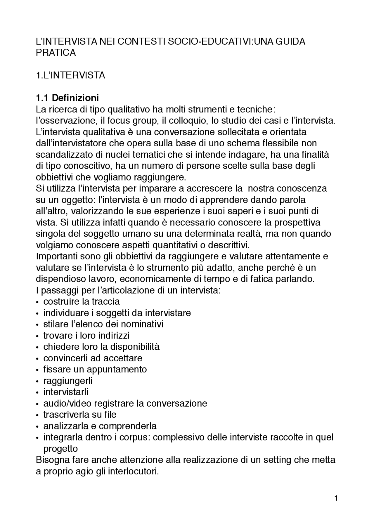 Intervista Nei Contesti Socio Educativi Docsity