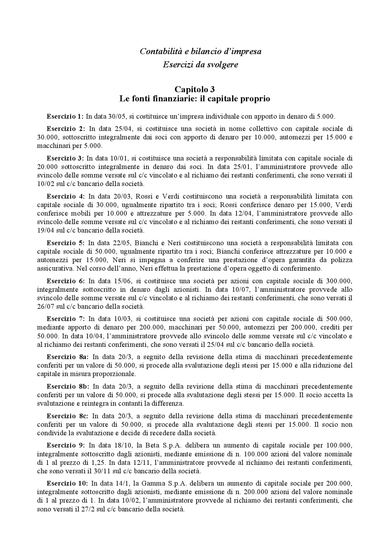 Esercitazione Di Ragioneria Generale Ed Applicata Docsity