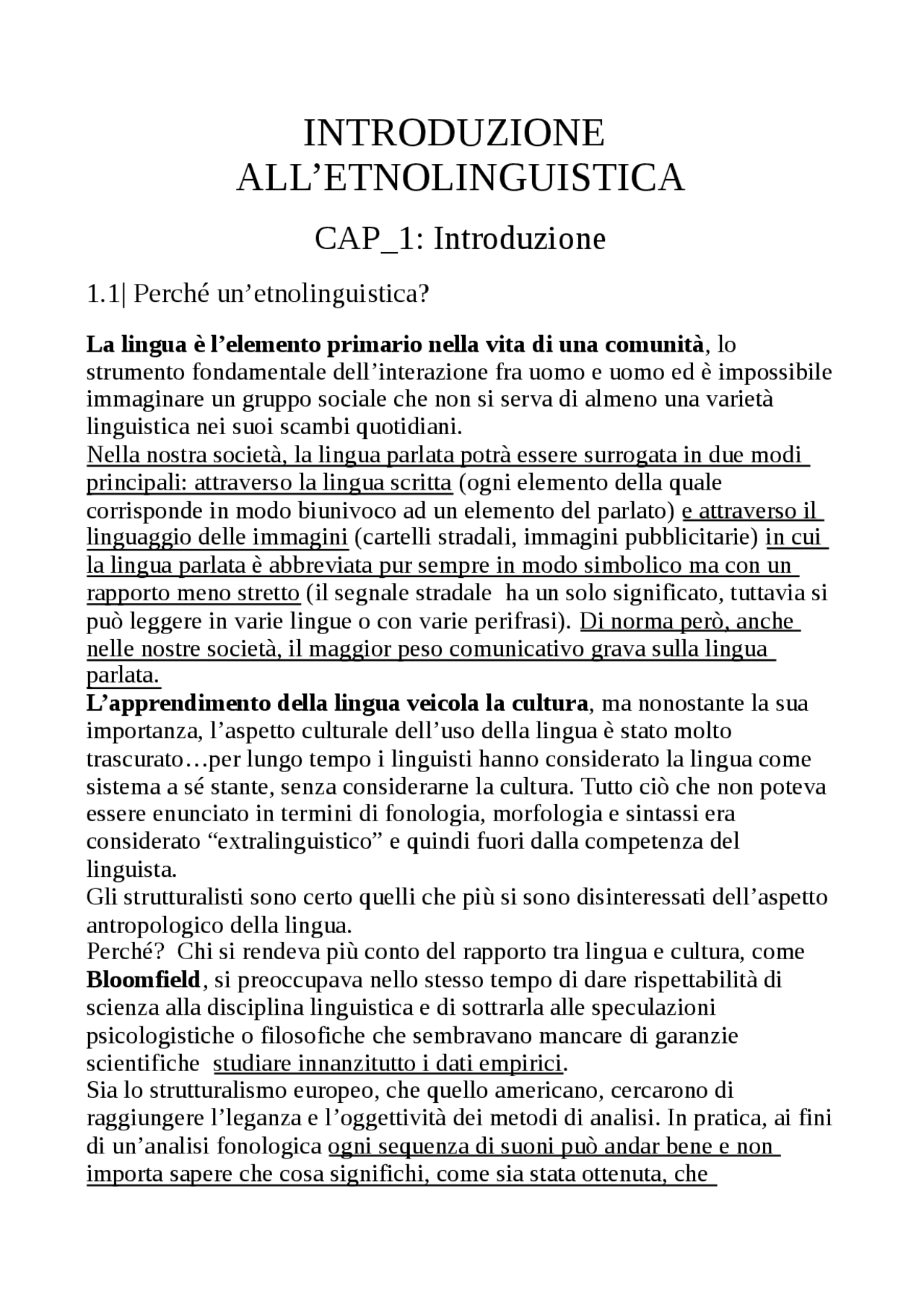 Riassunto Manuale Introduzione Alletnolinguistica Cardona Docsity