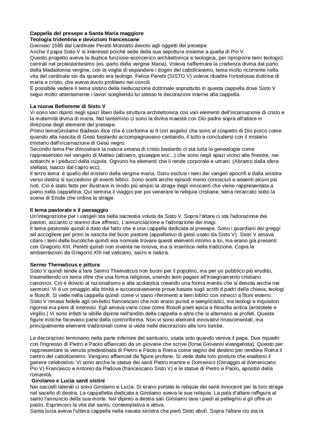 Cantieri di Sisto V - dispense fornite dal professore Alessandro ...