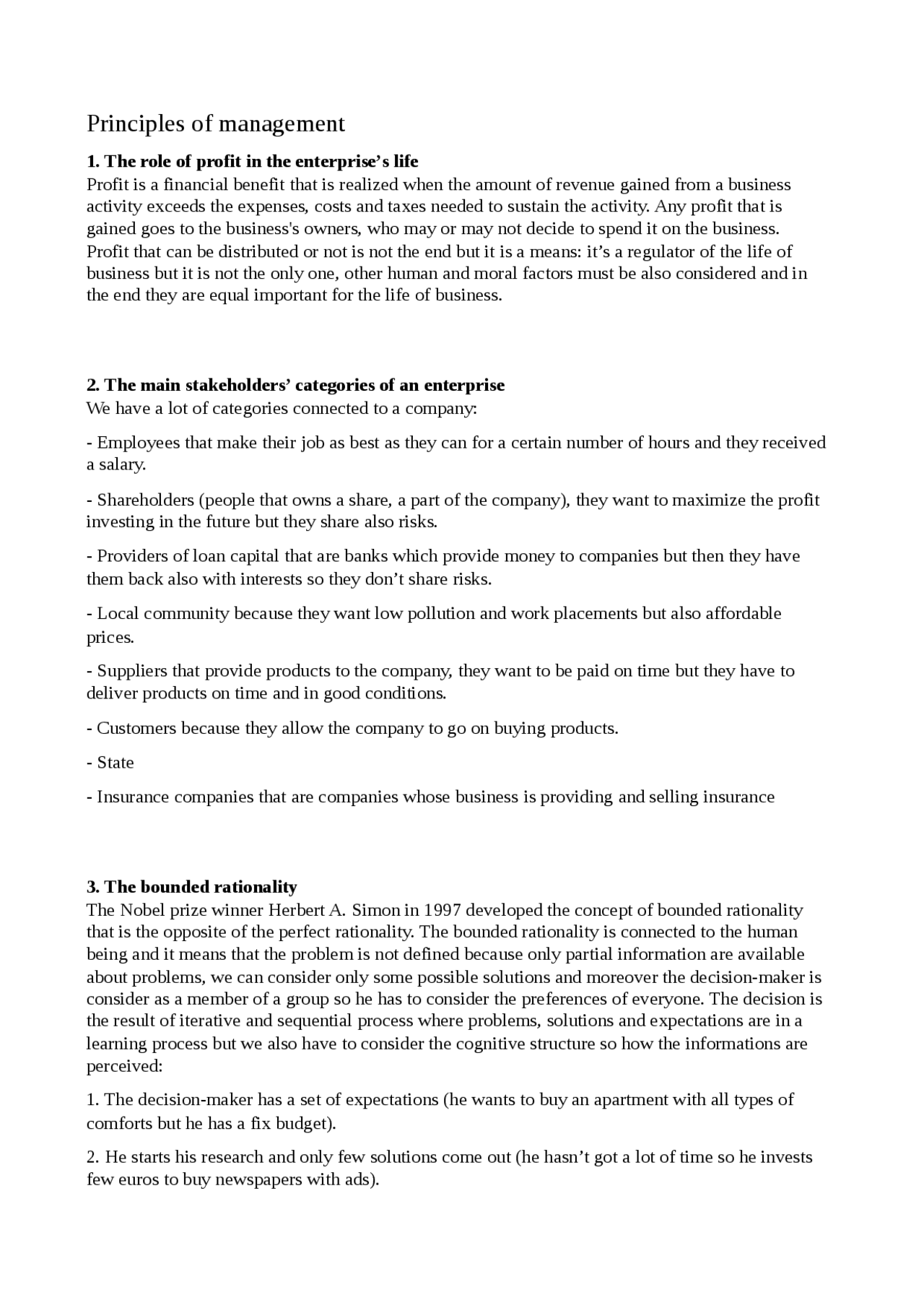 Principles Of Management Dispense Di Management Theory Docsity