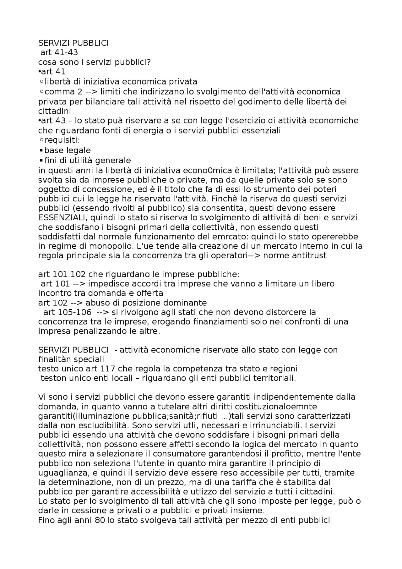 Tema Sui Servizi Pubblici Docsity