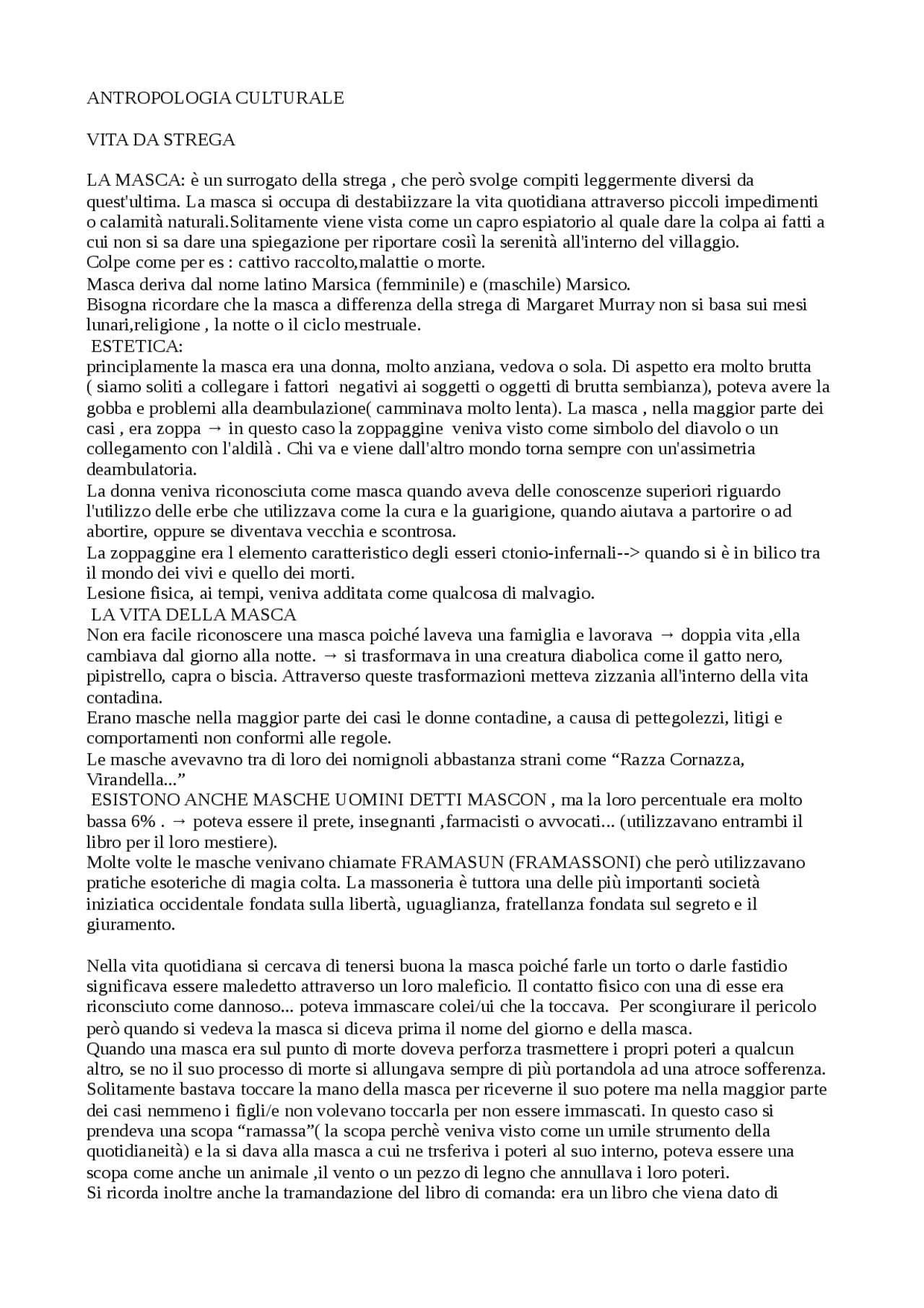 Riassunto Libro Vita Da Strega Docsity