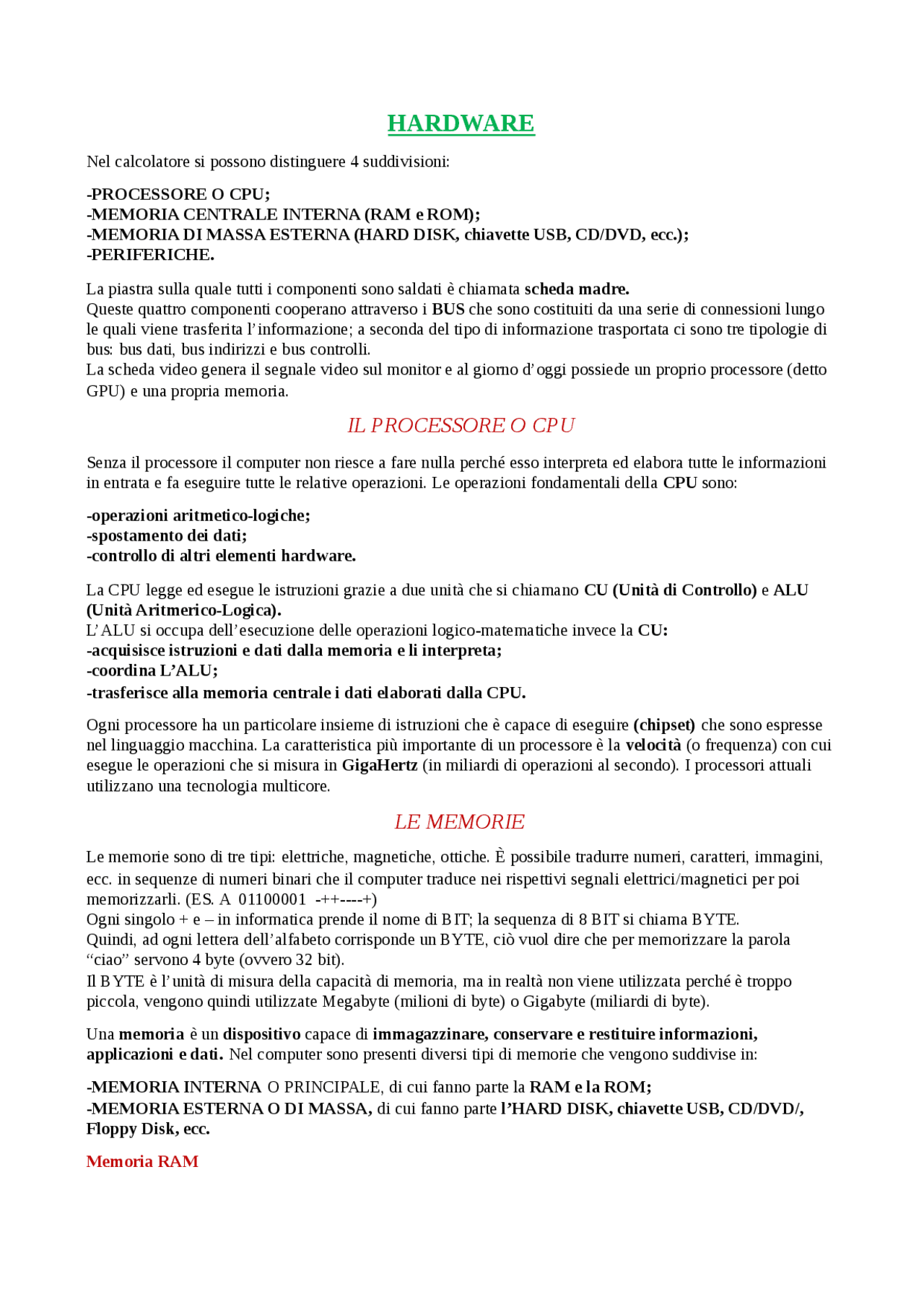 Informatica Hardware Software Input Ed Output Docsity