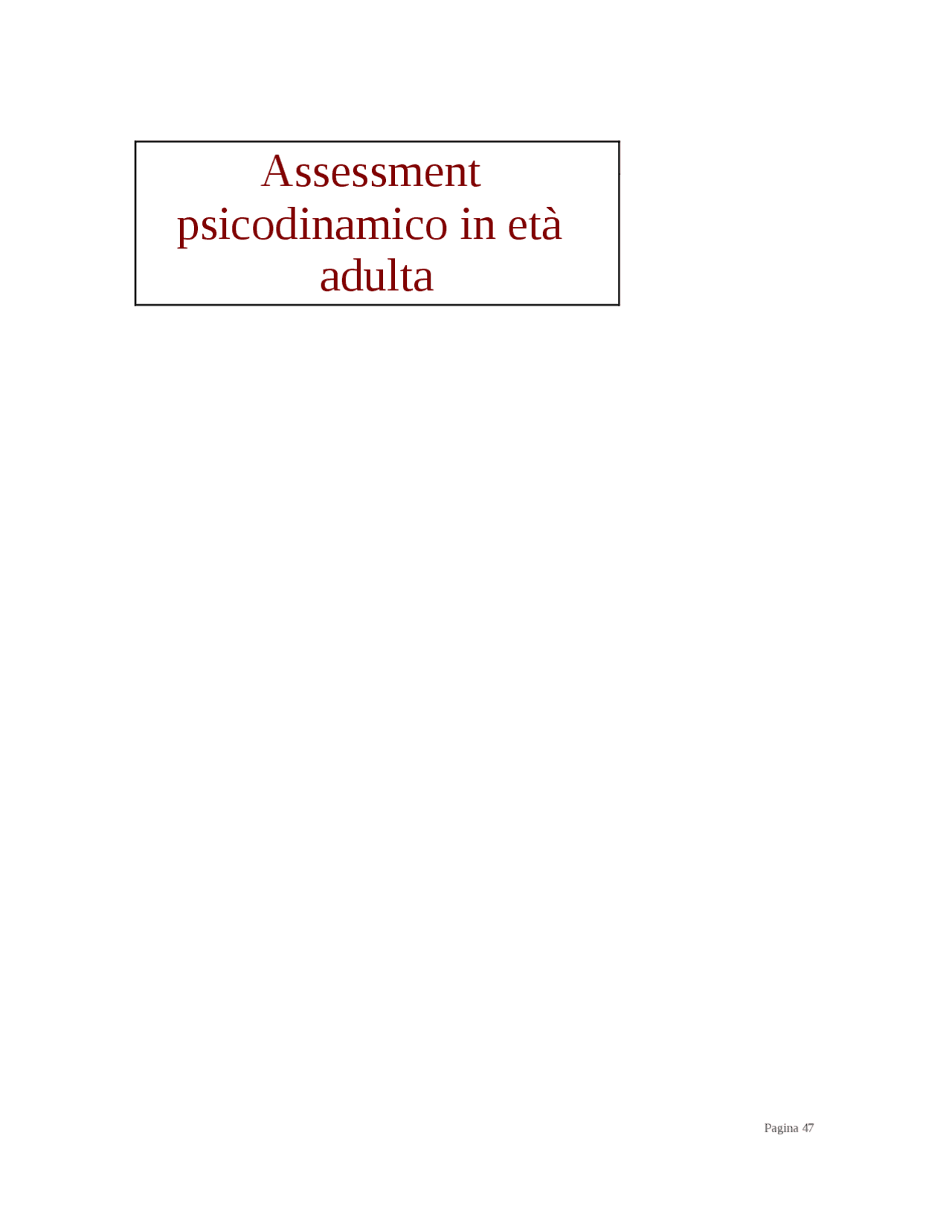 Assessment Psicodinamico In Età Adulta Prof Salcuni Docsity