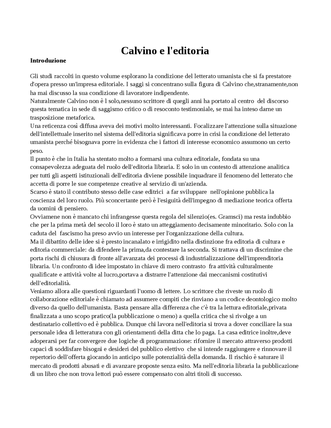 Calvino E Leditoria Docsity