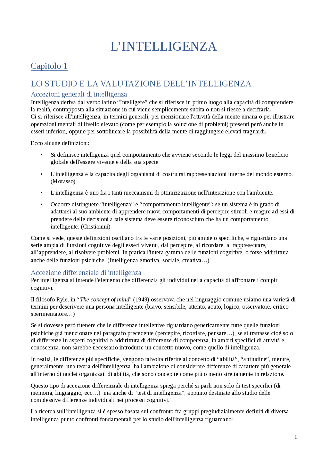 L'intelligenza - C. Cornoldi - Docsity