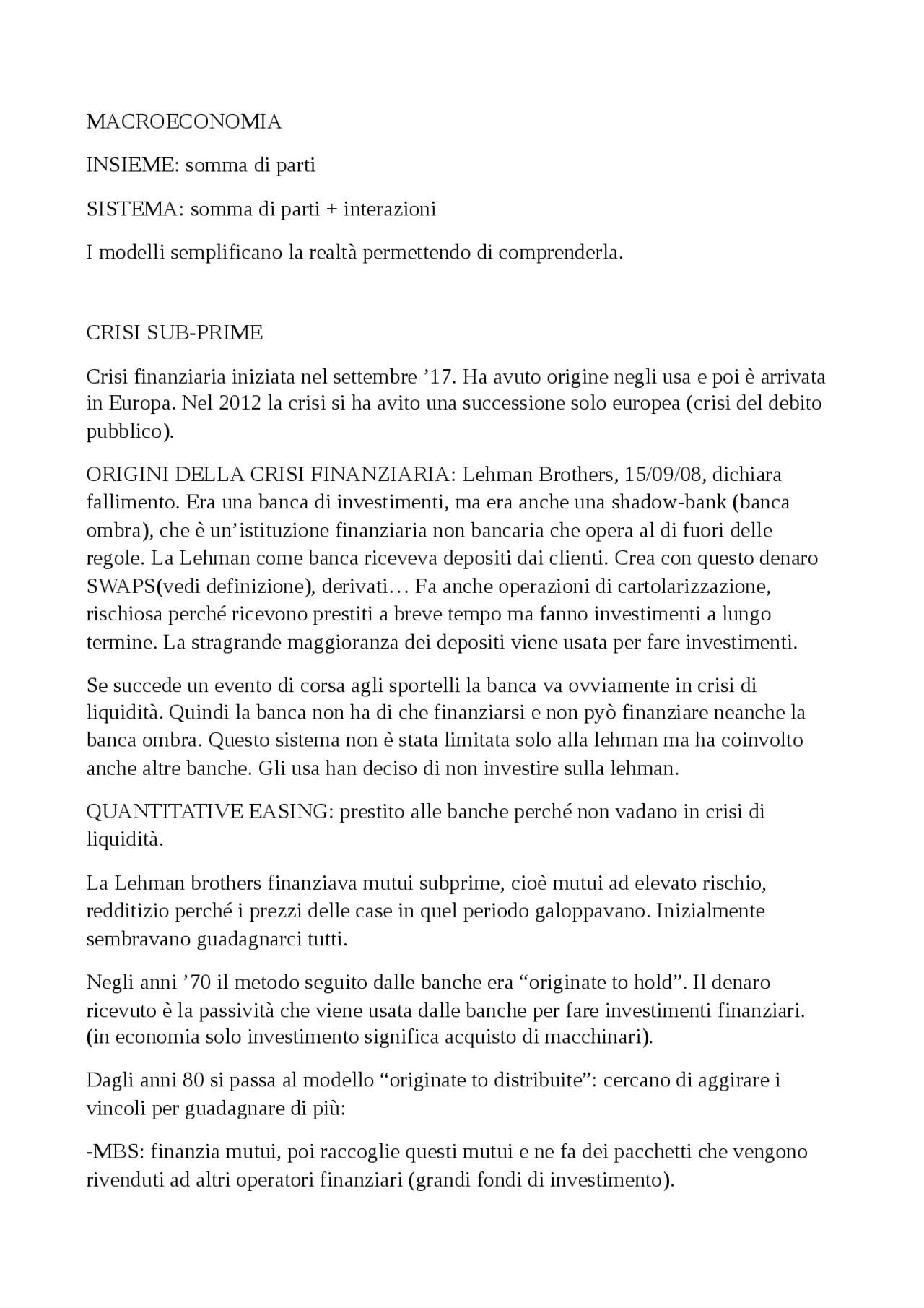 Introduzione Alla Macroeconomia Docsity