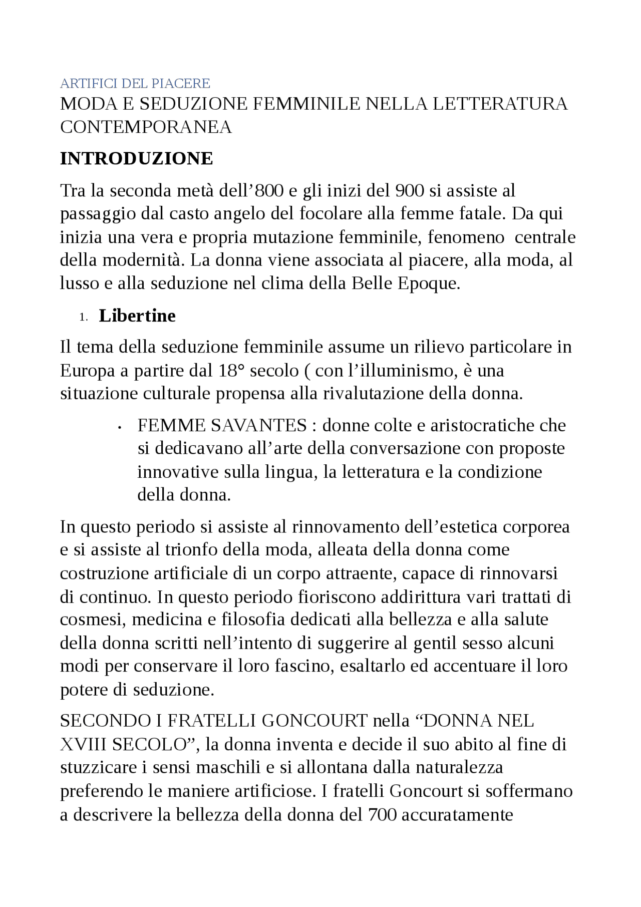 Gli Artifici Del Piacere Docsity