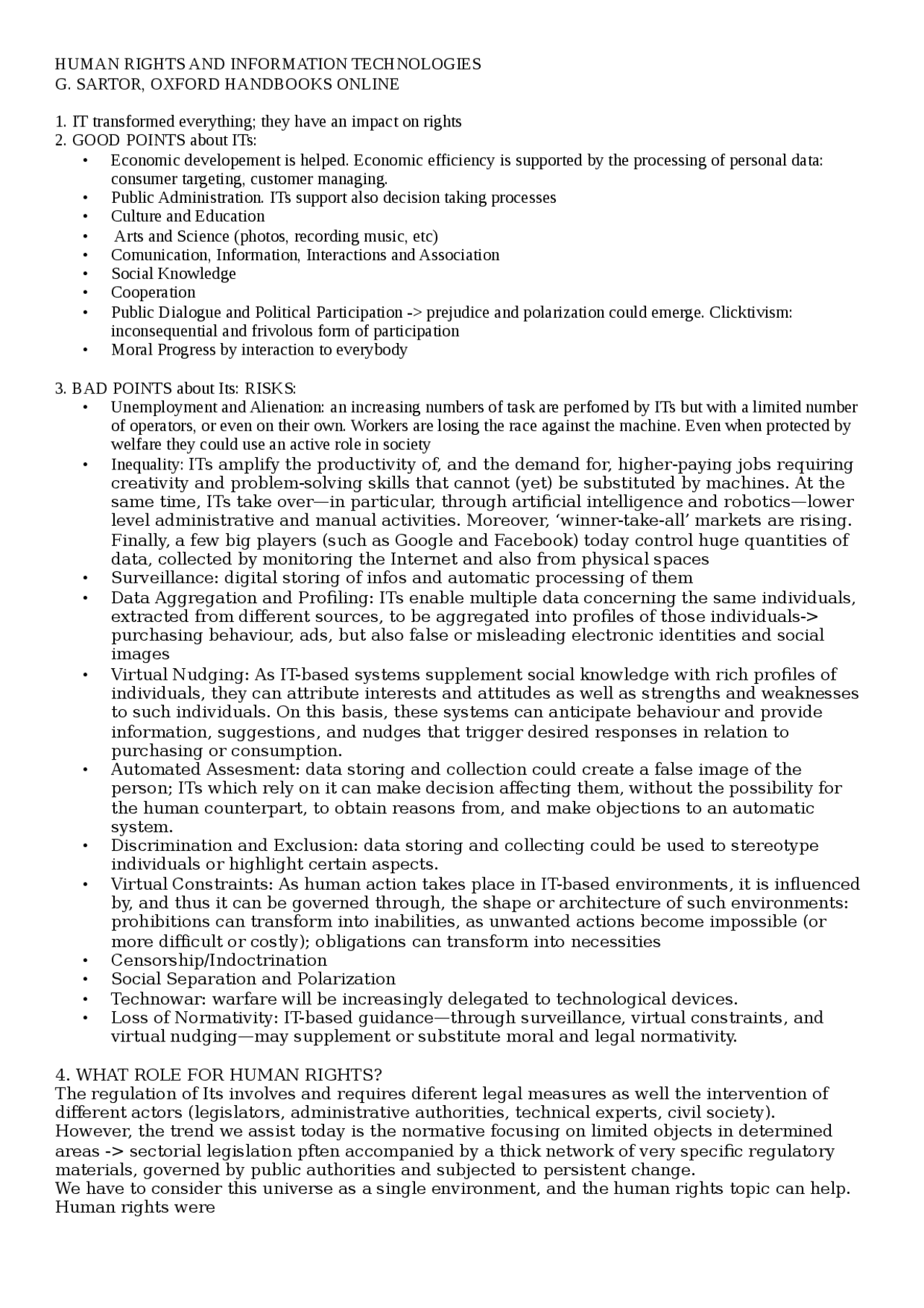 Human Rights and Information Technologies | Appunti di Informatica Giuridica | Docsity