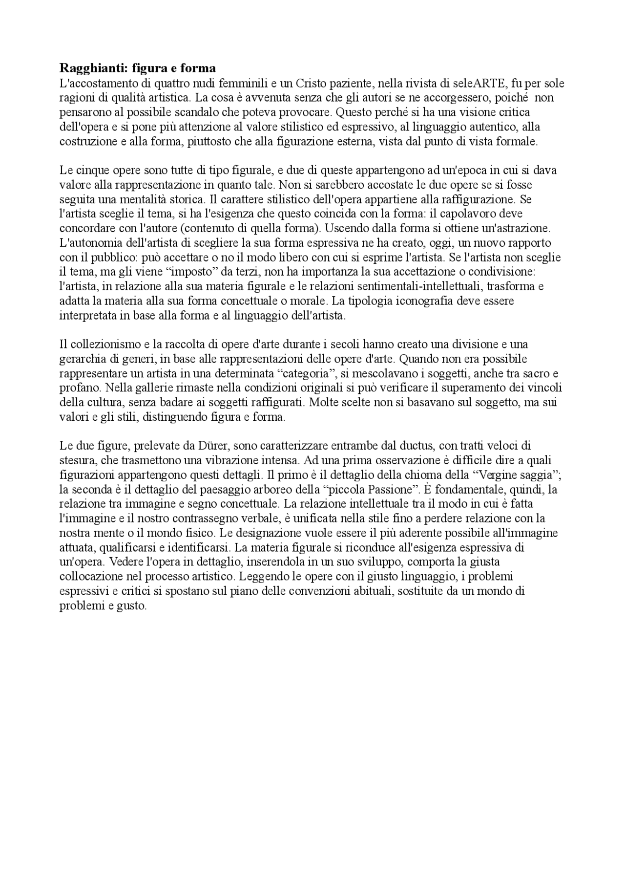 Ragghianti: figura e forma - Docsity