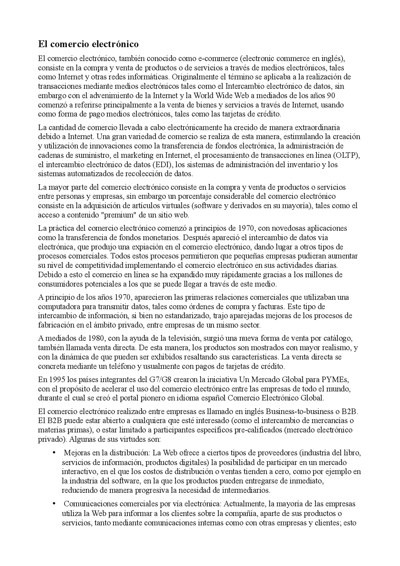 El comercio electronico - Docsity