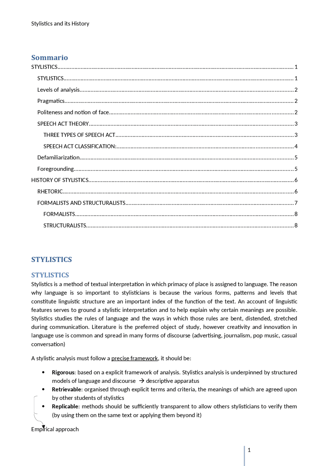 Stylistics and its history - Docsity