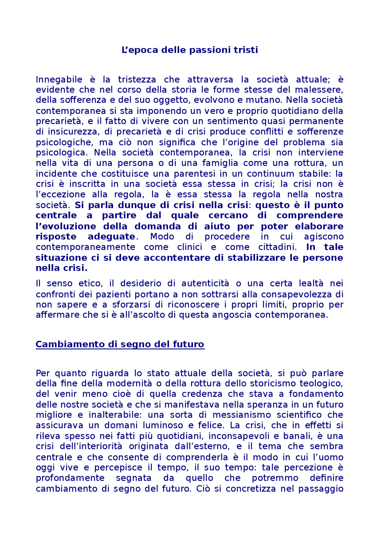 Lepoca Delle Passioni Tristi Docsity