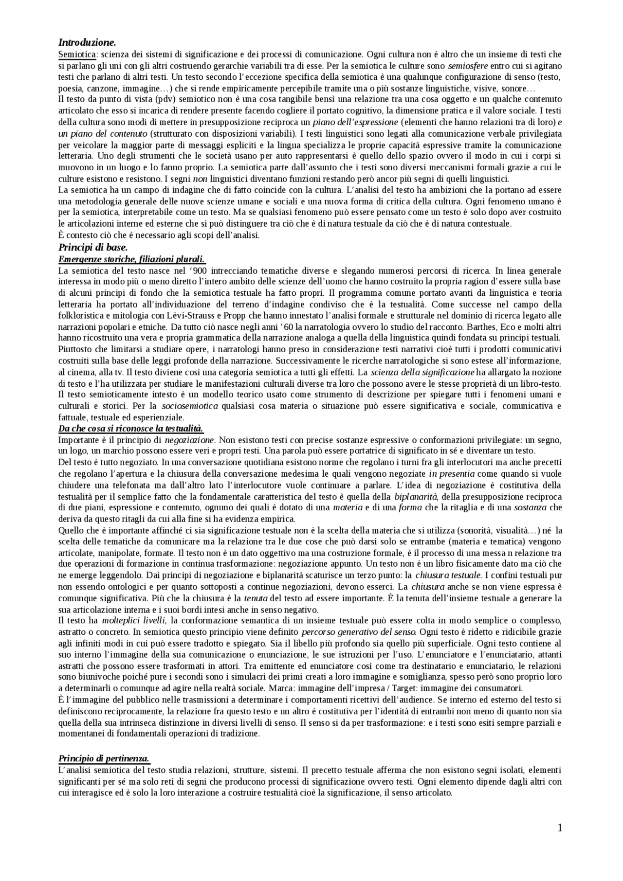 Introduzione Alla Semiotica Del Testo Marrone Docsity