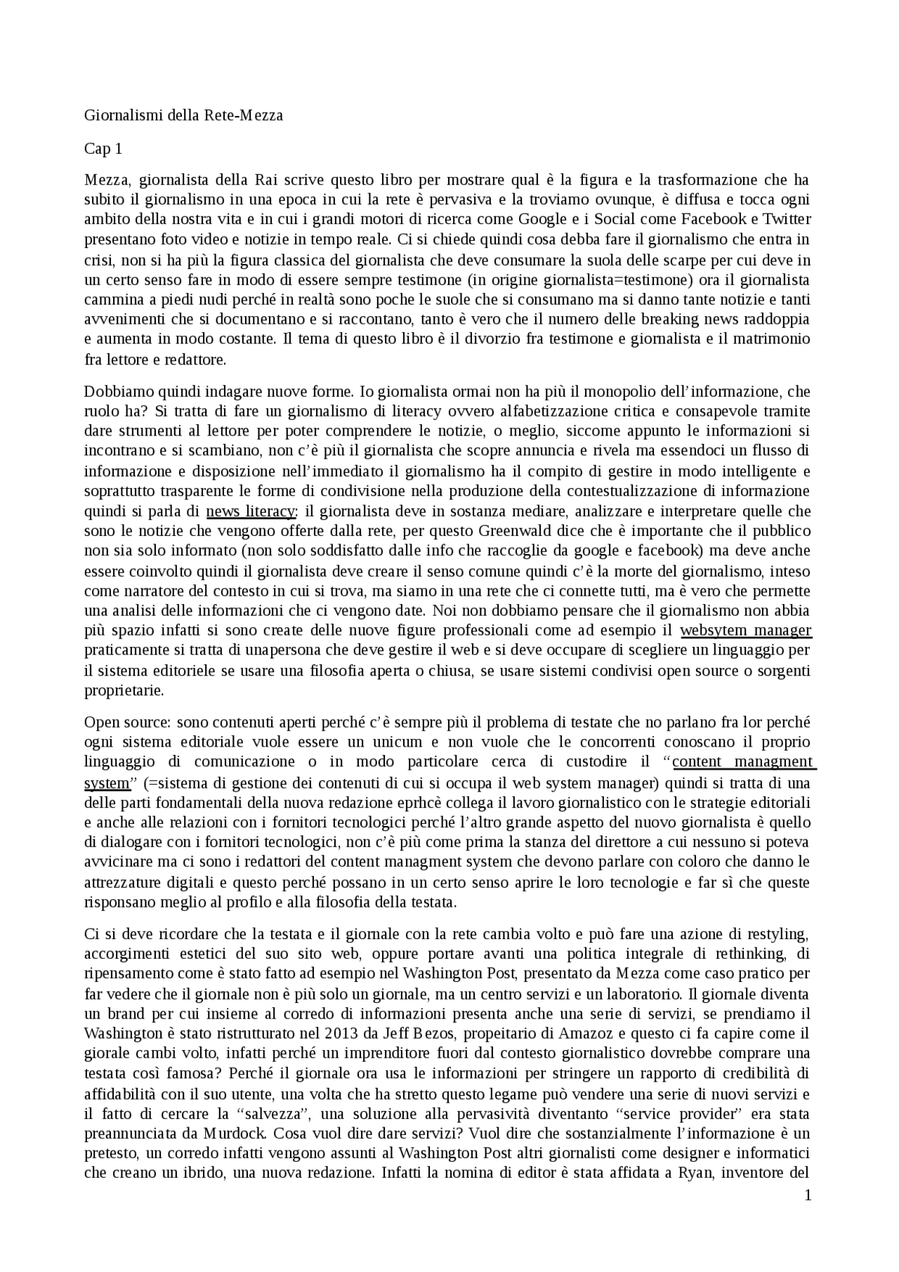 Giornalismi Nella Rete Mezza Docsity