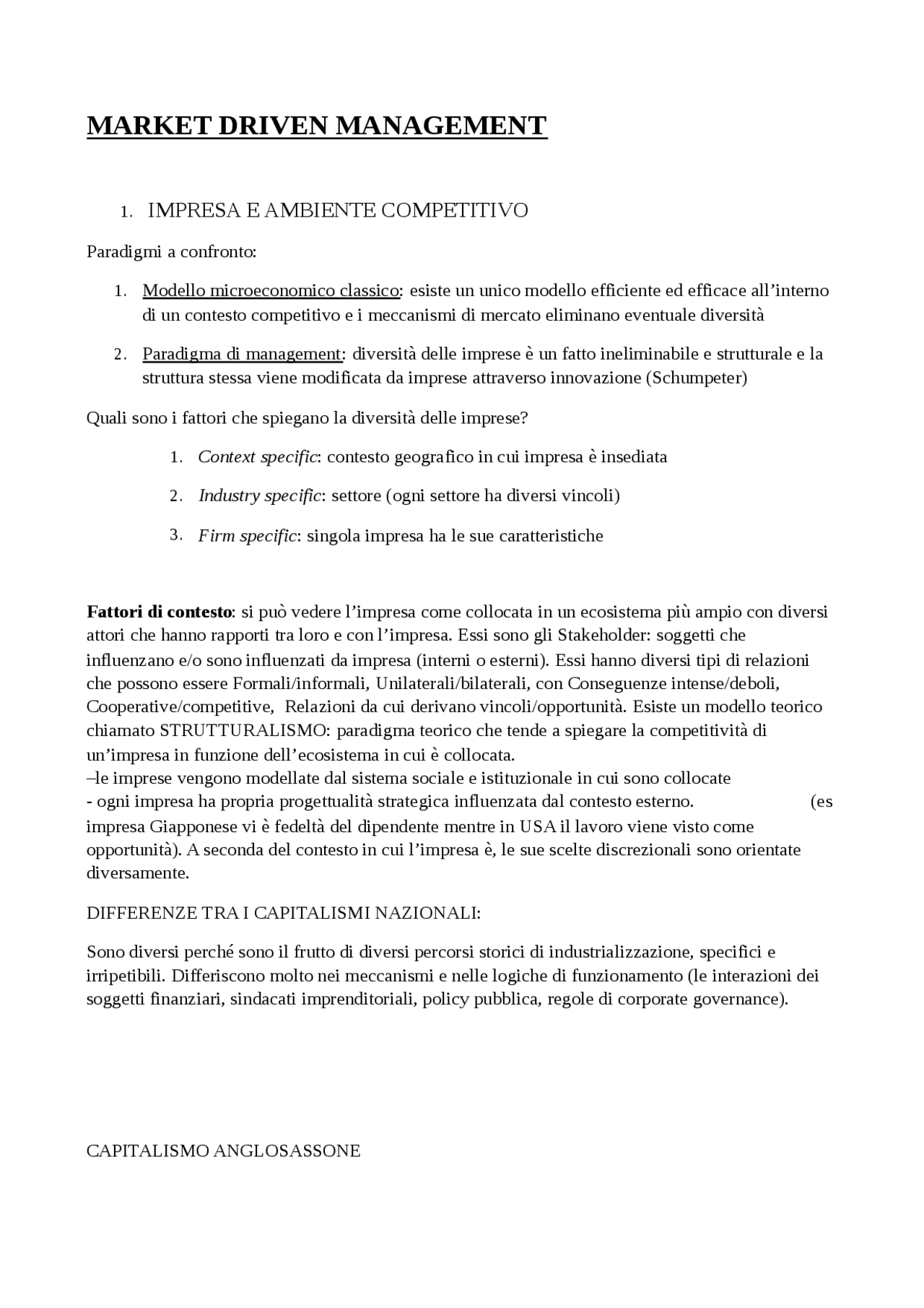 Market Driven Management Docsity