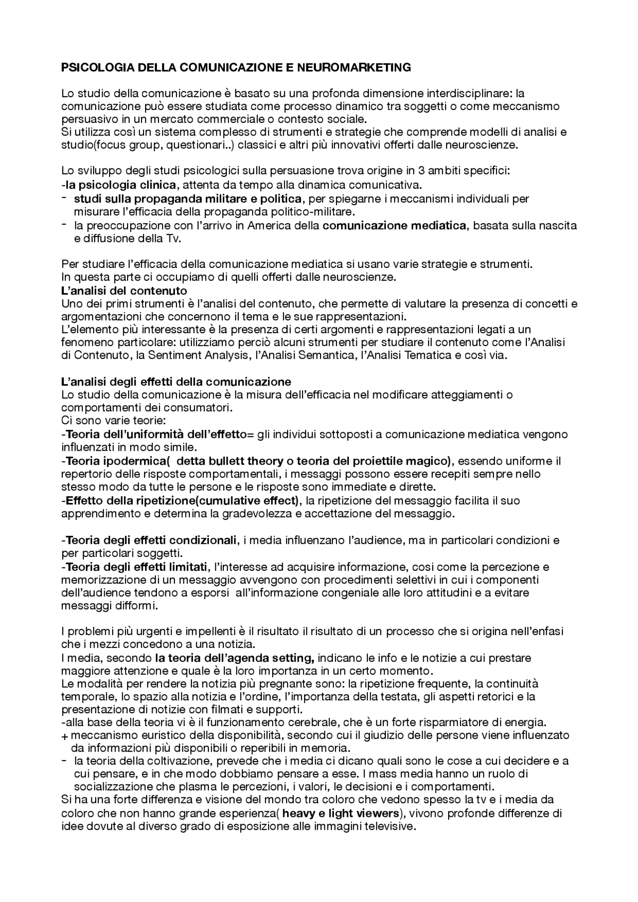 Psicologia Della Comunicazione E Neuromarketing Docsity