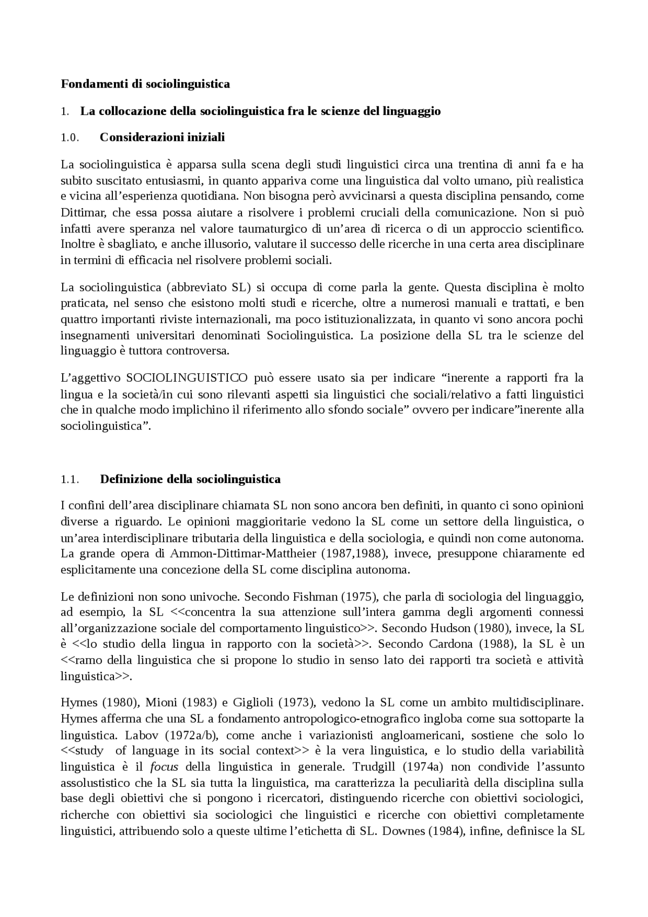 Riassunti Sociolinguistica Berruto Docsity