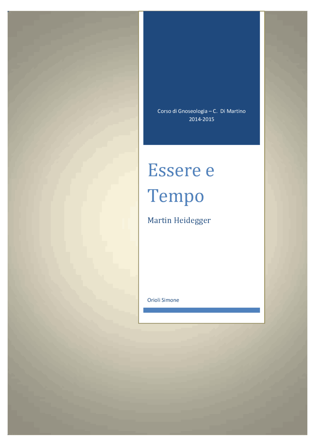 Essere E Tempo Prima Parte Docsity