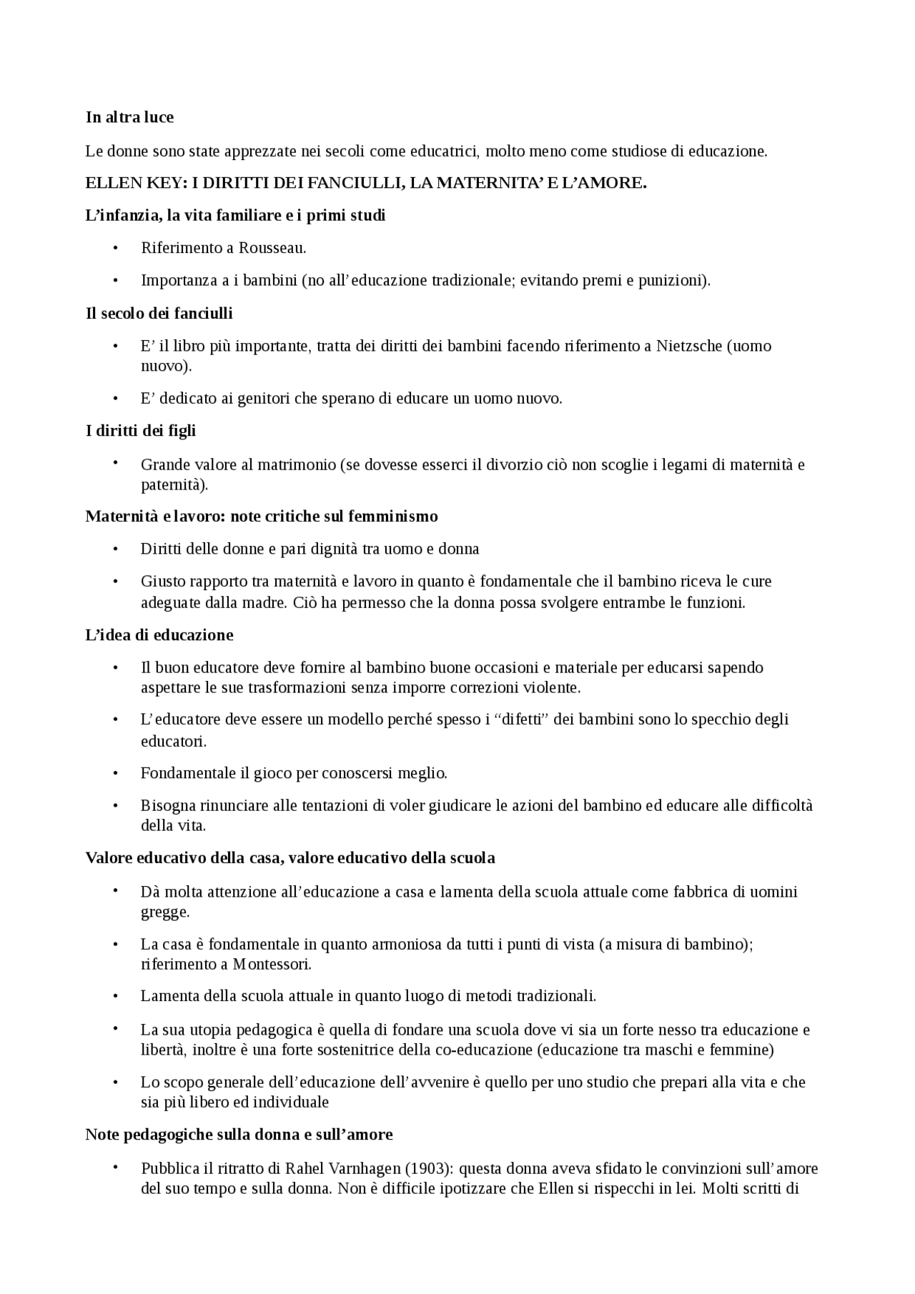 Riassunto In Altra Luce Docsity